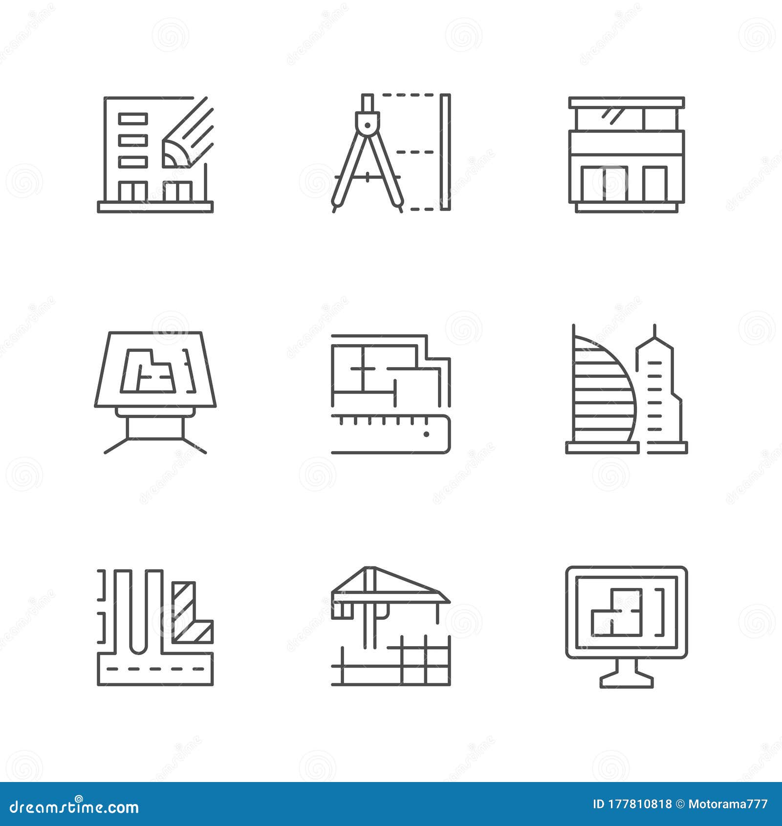 Set Line Icons of Architecture Stock Vector - Illustration of industry ...