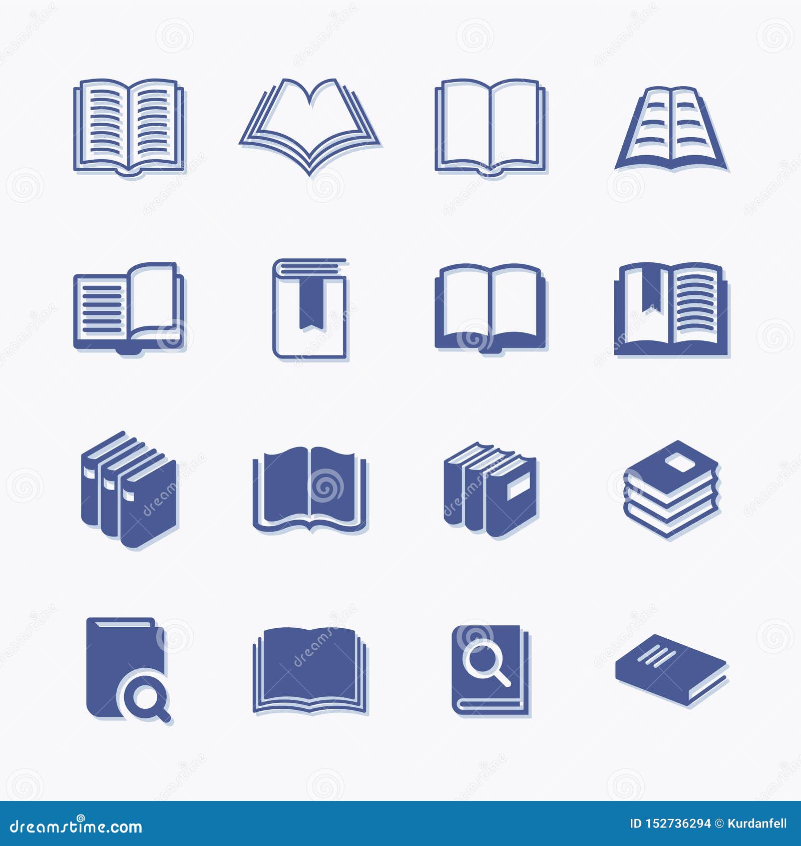 Set Line Icons of Book. Library Pictogram. Stock Vector - Illustration ...