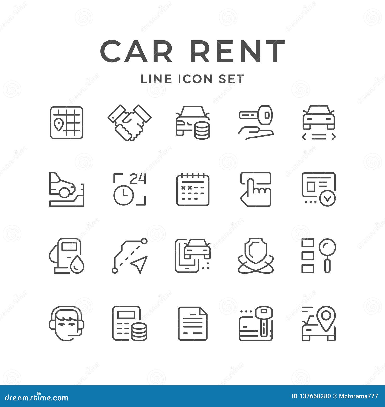 Set line icons of car rent stock vector. Illustration of dealer - 137660280