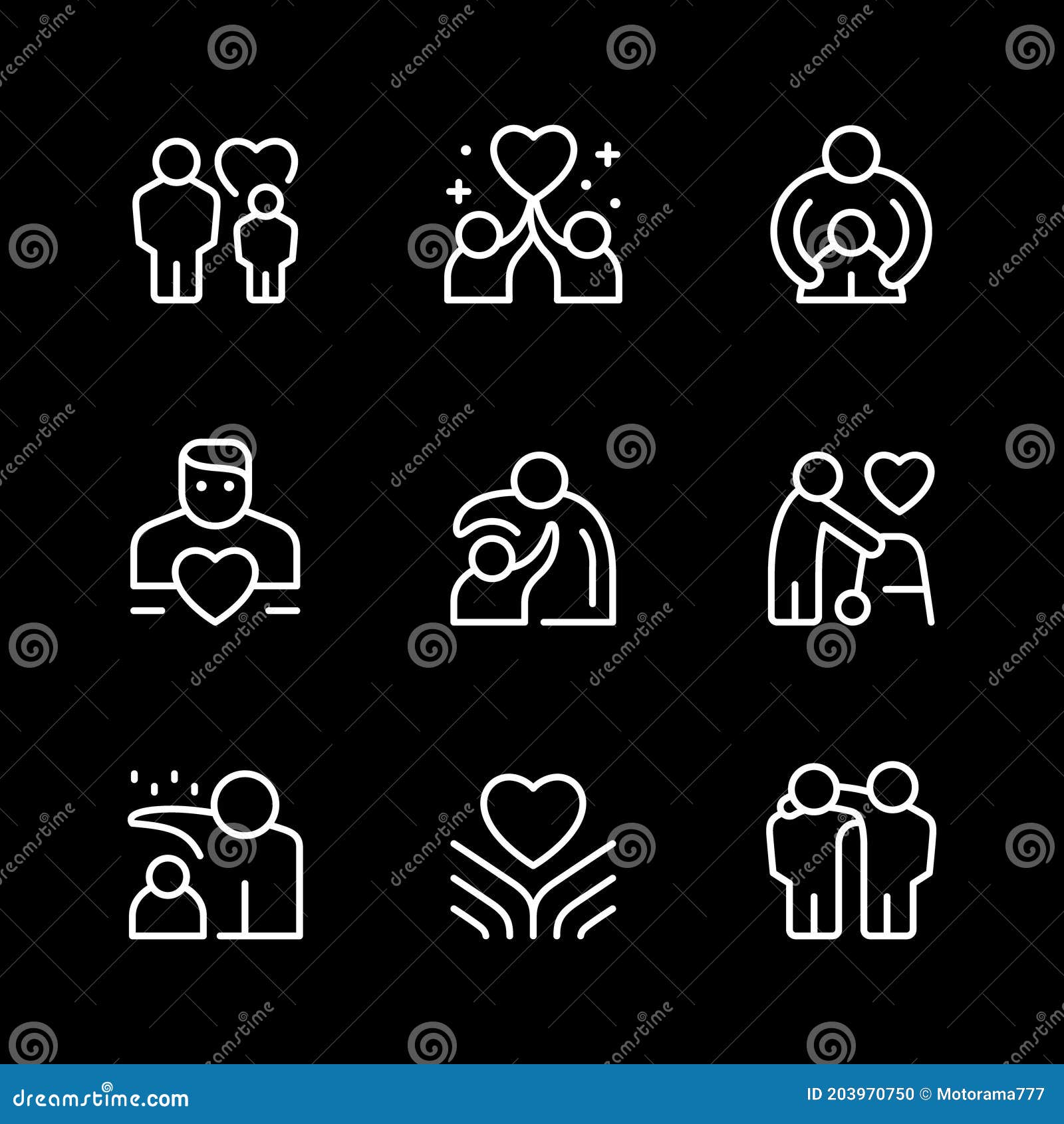 Set Line Icons of Care and Support Stock Vector - Illustration of ...