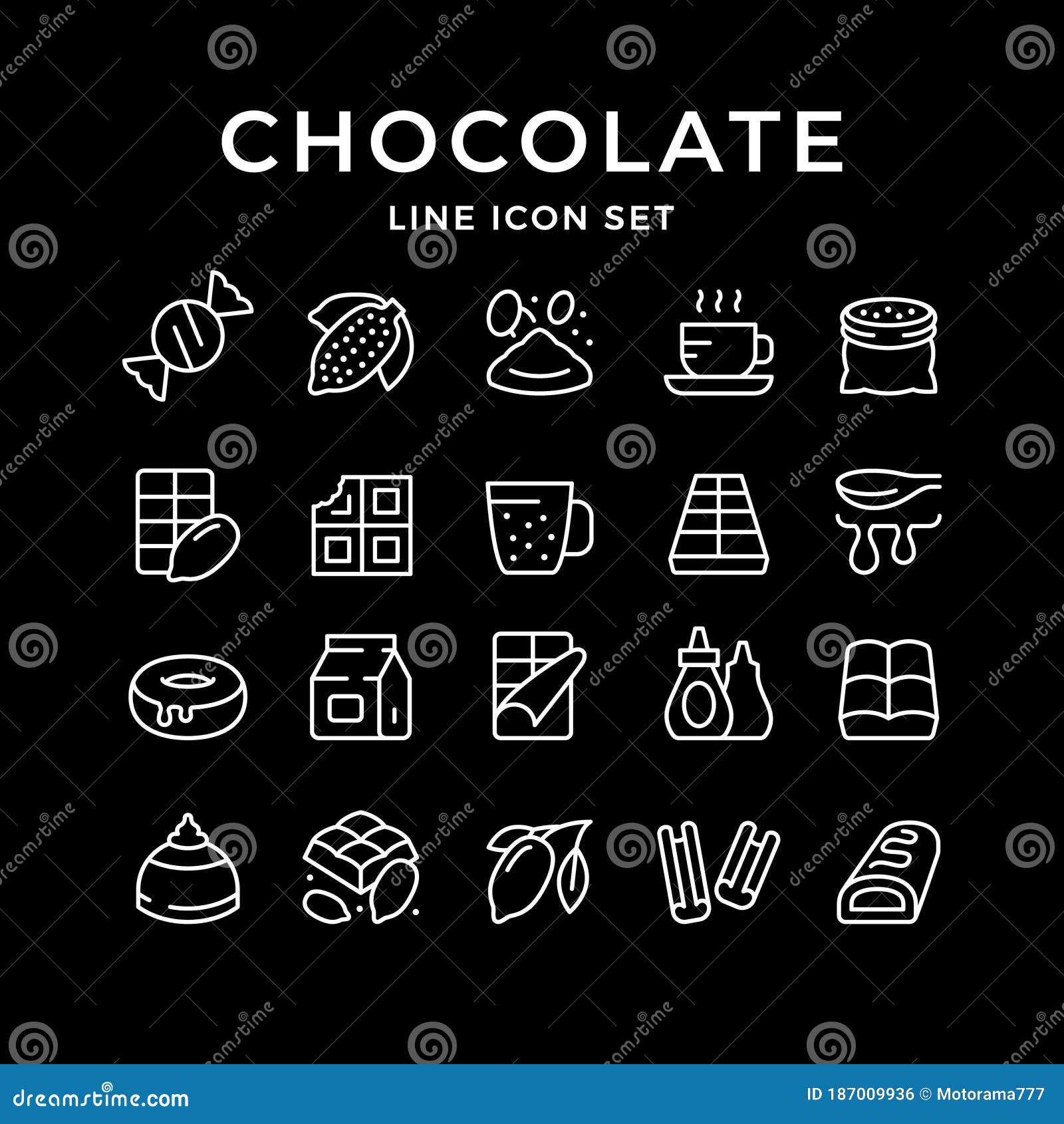 Set Line Icons of Chocolate and Cacao Stock Vector - Illustration of ...