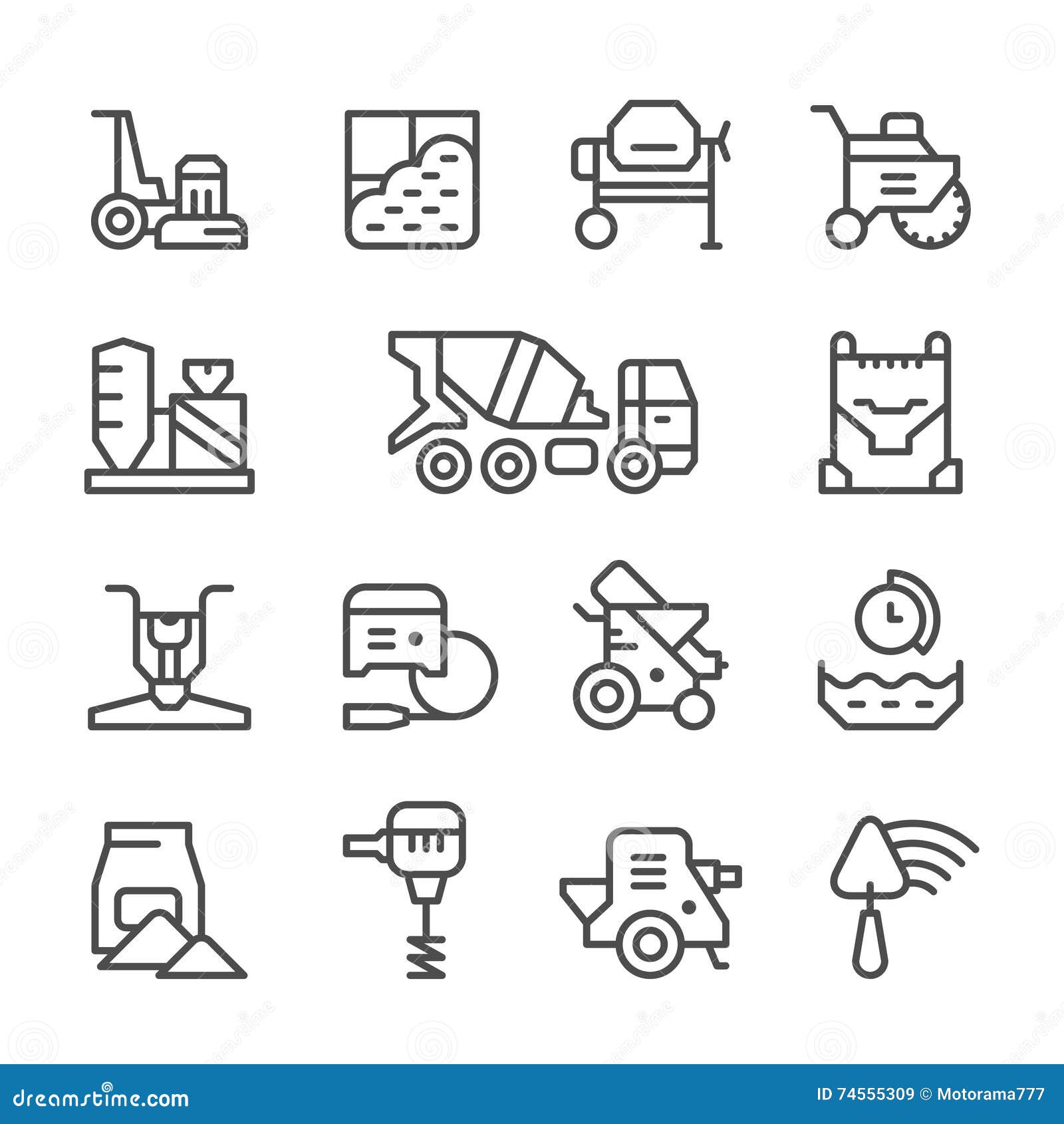 Set line icons of concrete stock vector. Illustration of material ...