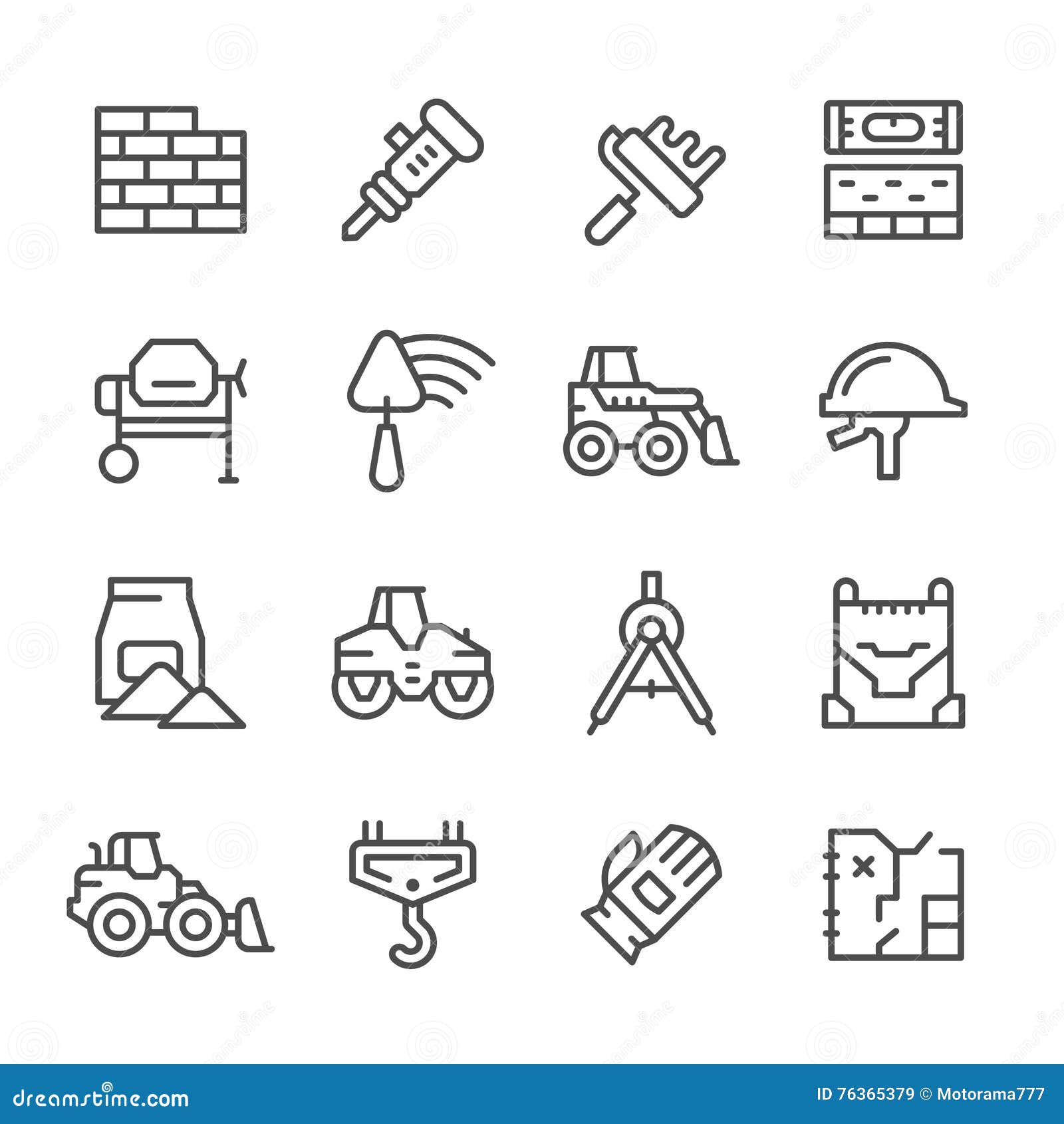Set Line Icons of Constructing Industry Stock Vector - Illustration of ...
