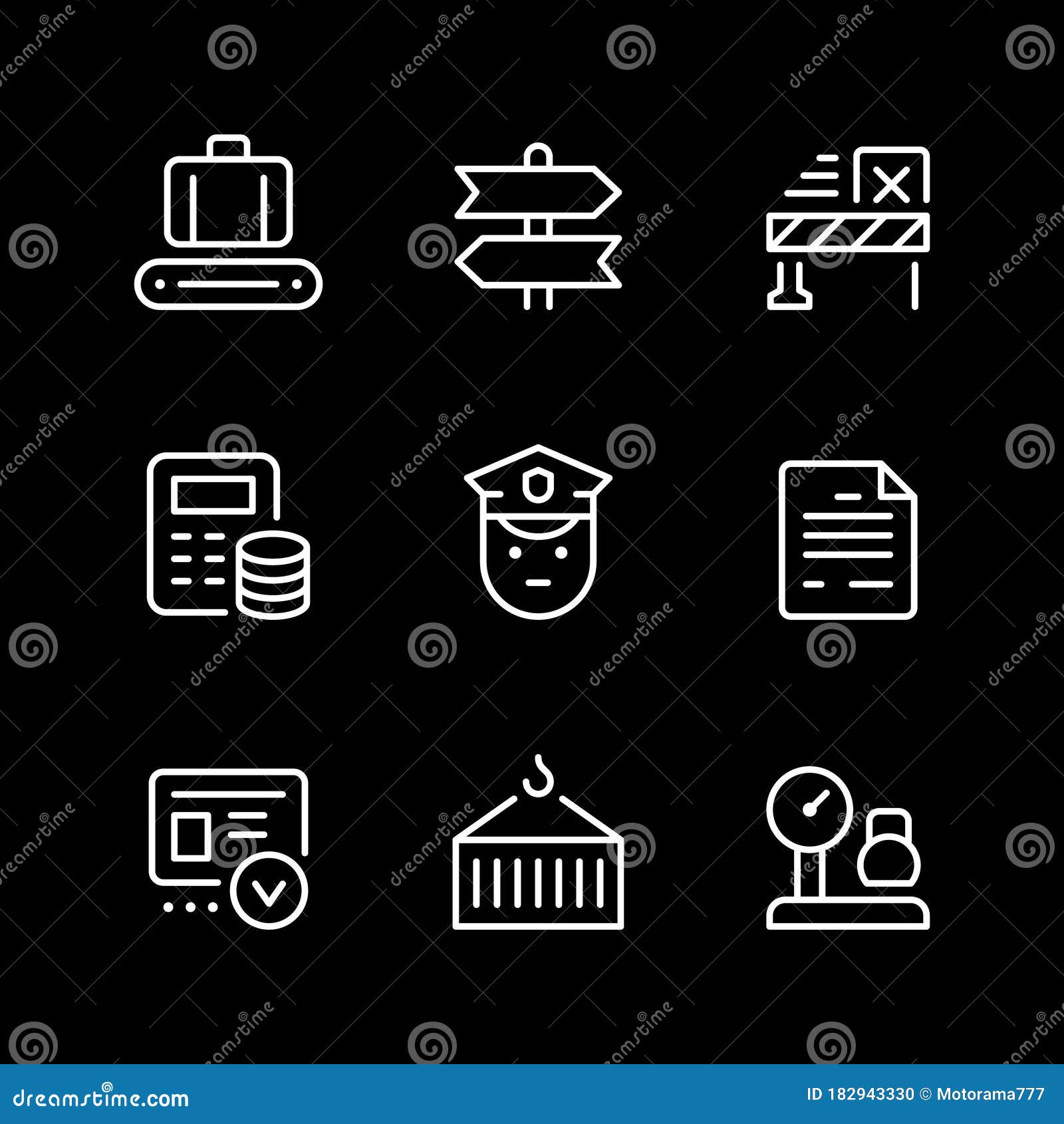 Set line icons of customs stock vector. Illustration of clearance ...