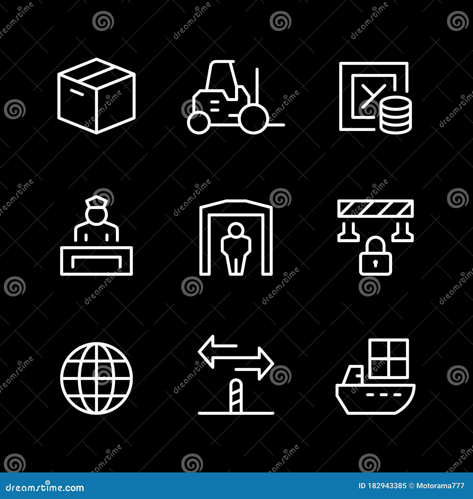 Set line icons of customs stock vector. Illustration of outline - 182943385