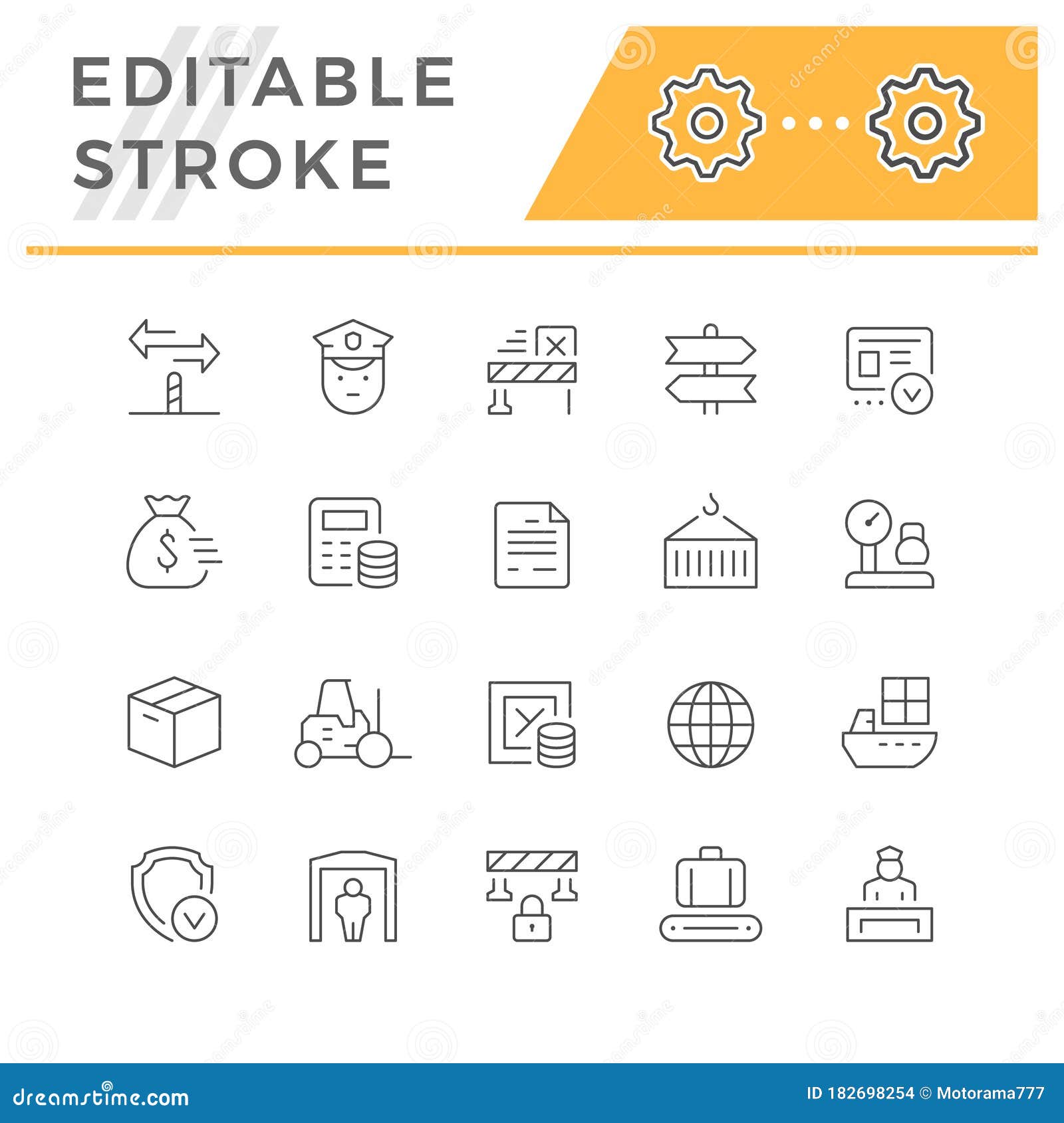 Set line icons of customs stock vector. Illustration of international ...