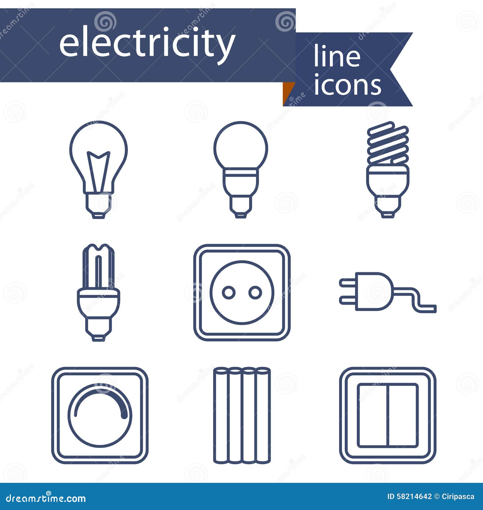 Set of Line Icons for DIY, Electricity Tools Stock Vector ...
