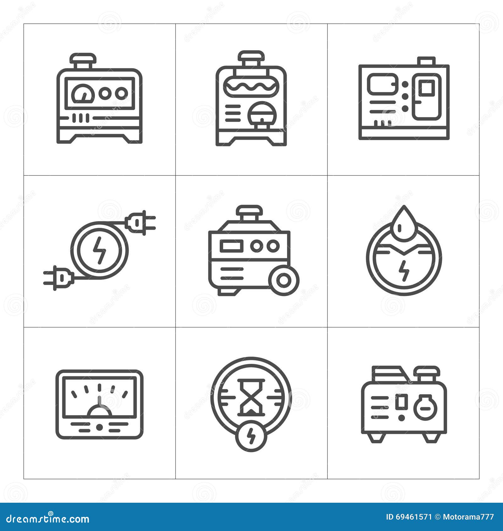 Set Line Icons of Electrical Generator Stock Vector - Illustration of ...