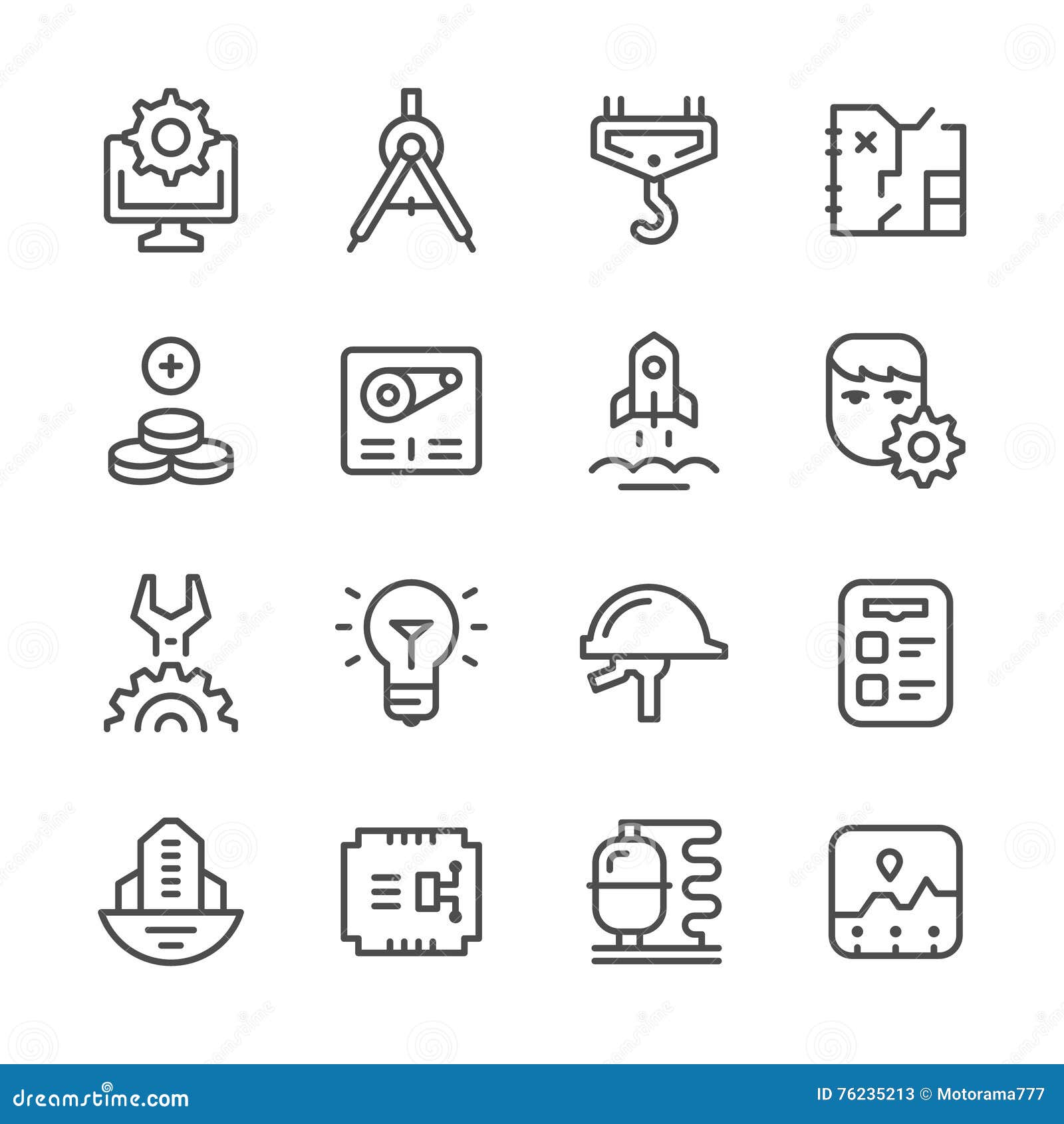 Set Line Icons of Engineering Stock Vector - Illustration of blueprint ...