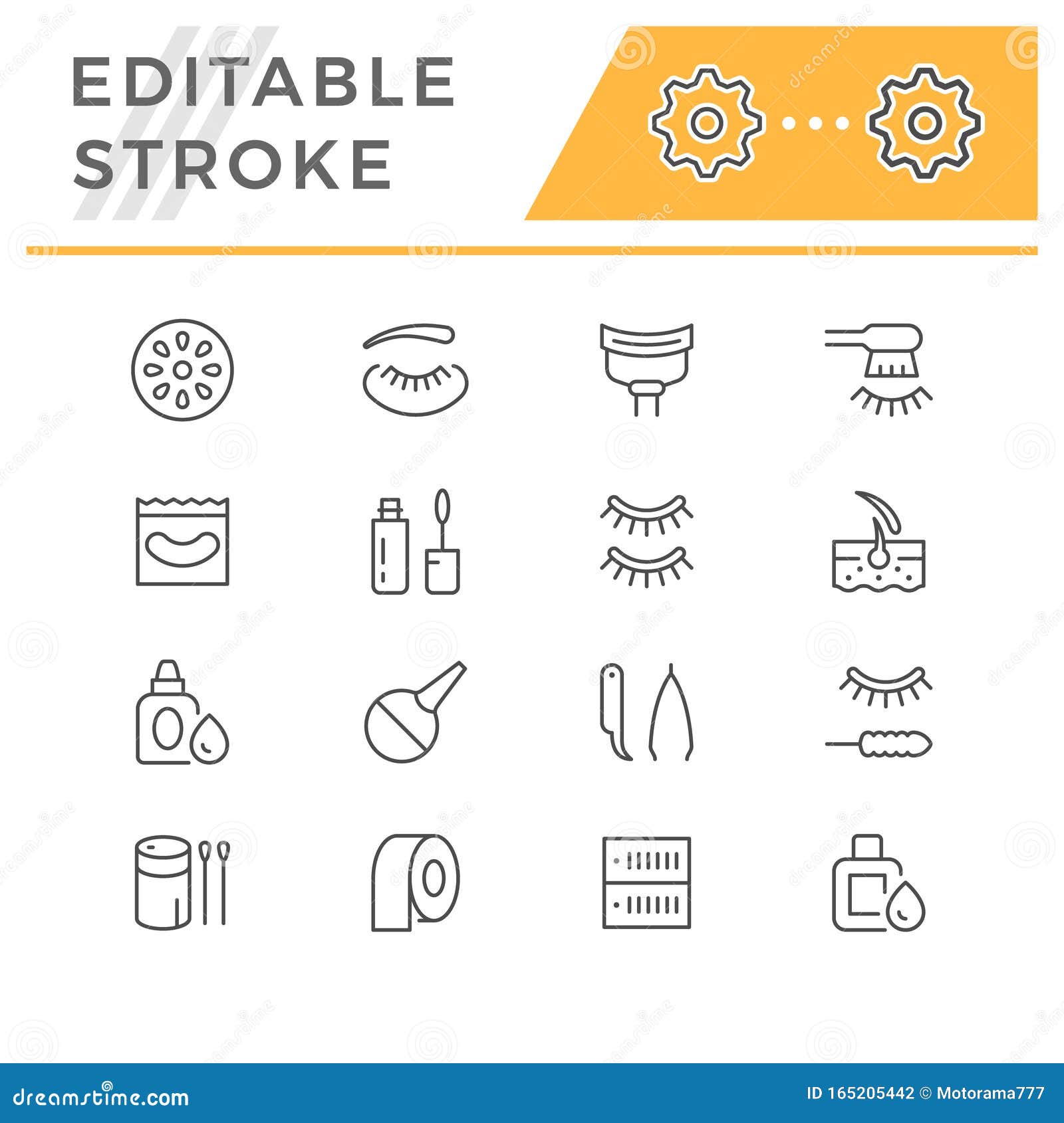 Set Line Icons of Eyelash Extension Stock Vector - Illustration of face ...