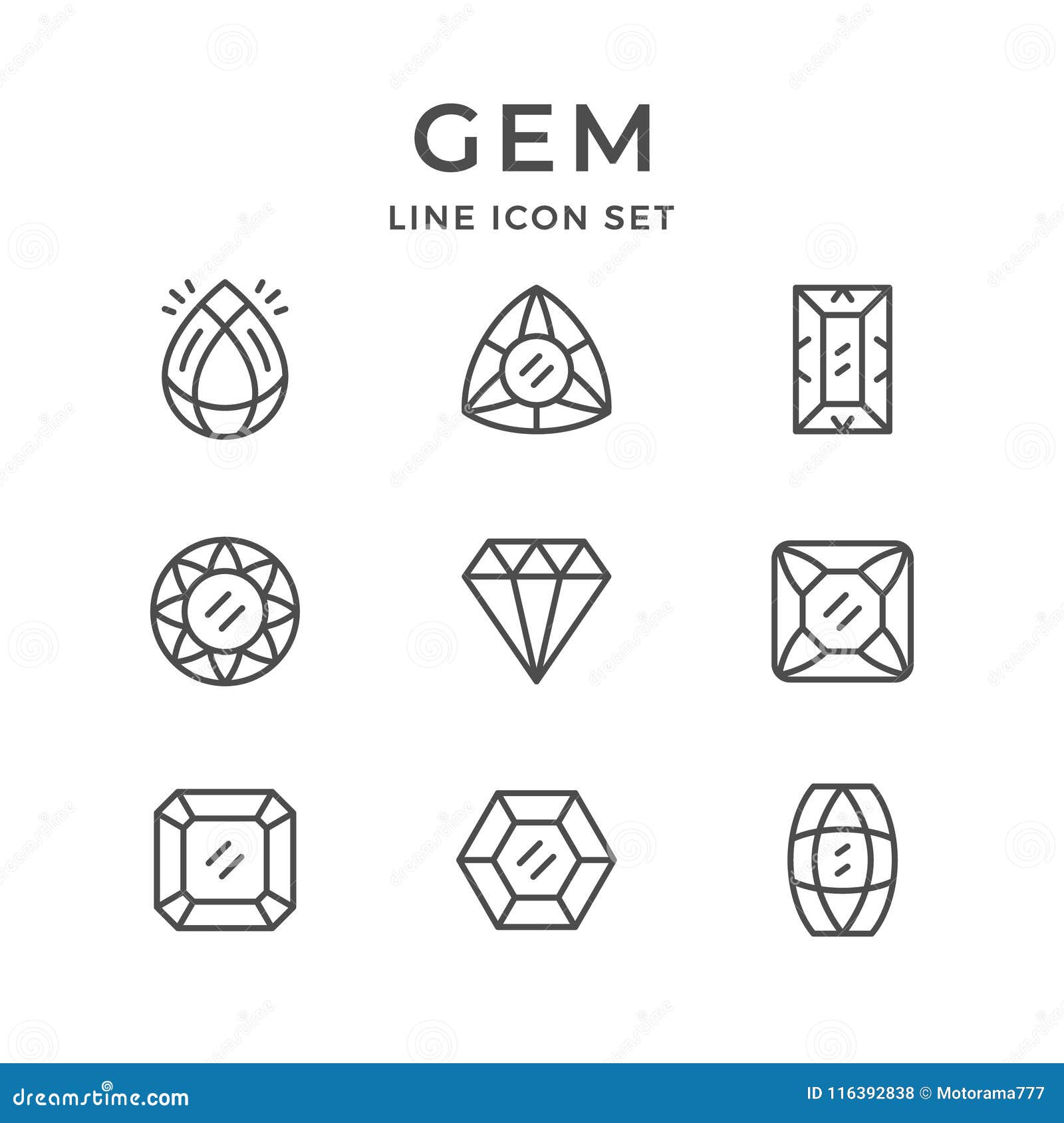 Set line icons of gem stock vector. Illustration of gift - 116392838