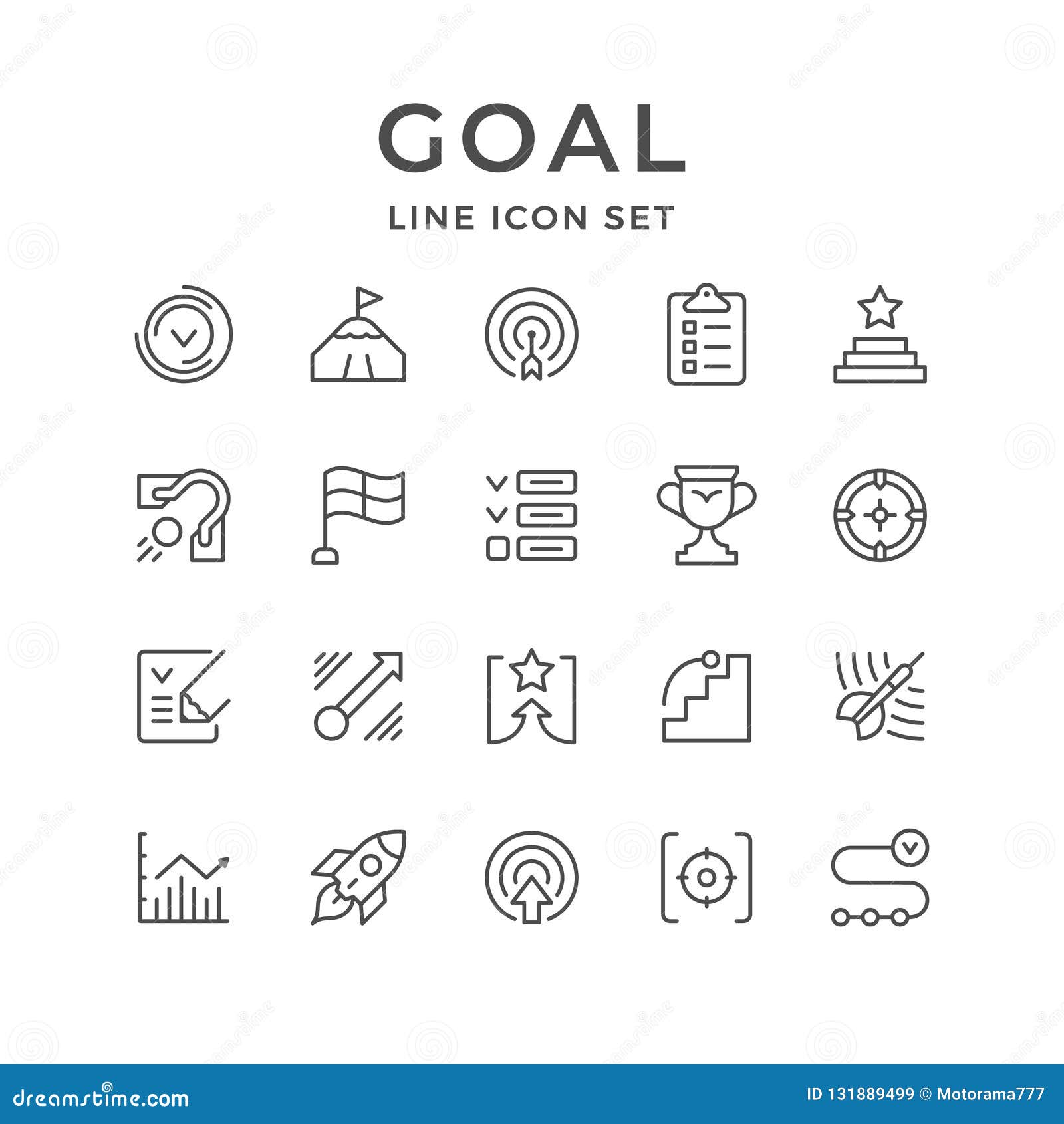 Set line icons of goal stock vector. Illustration of clipboard - 131889499