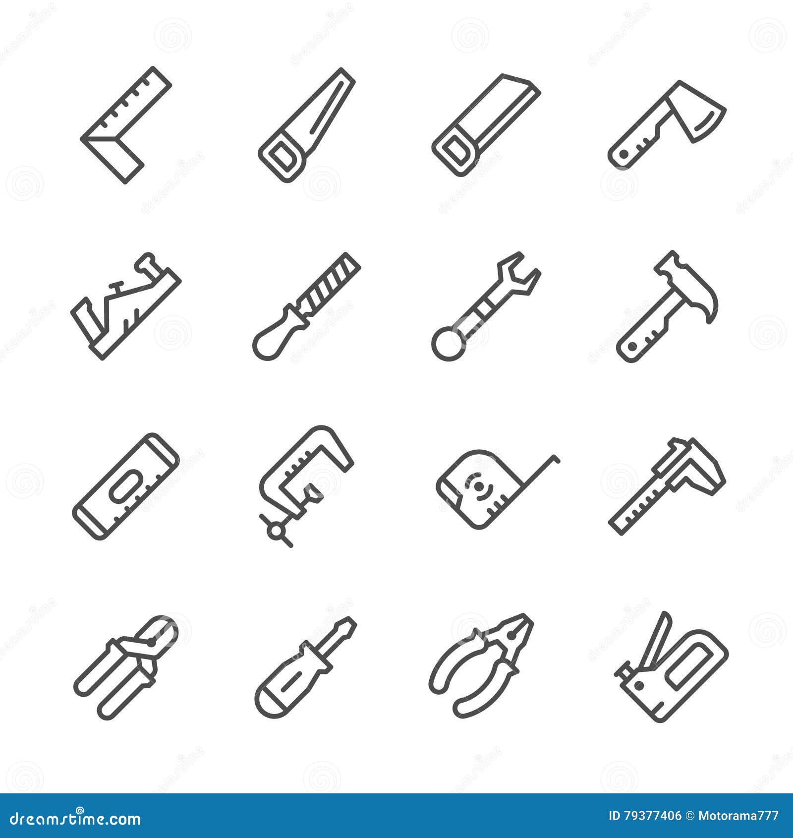 Set Line Icons of Hand Tool Stock Vector - Illustration of furniture ...