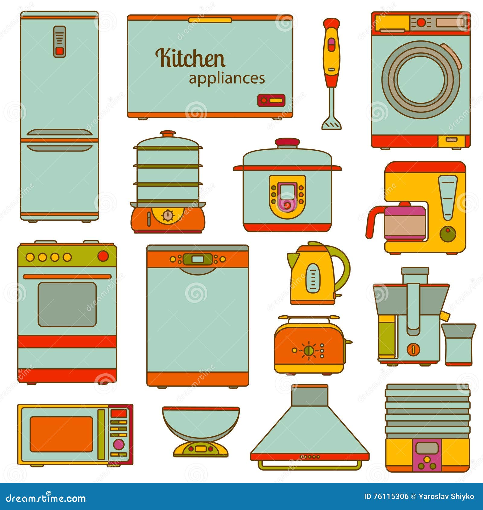 Set of Line Icons. Kitchen Appliances Icons Set Stock Vector ...