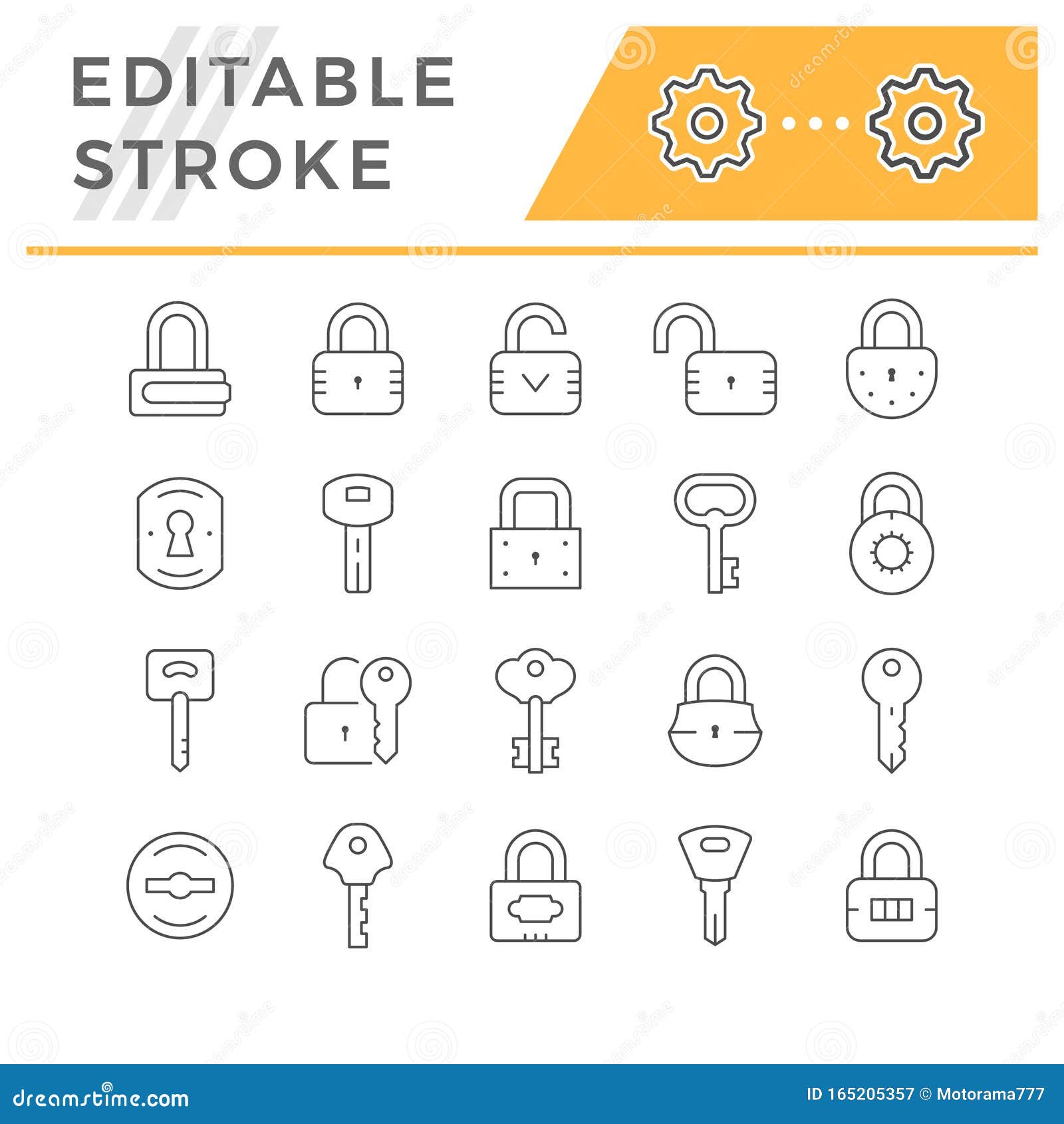 Set Line Icons of Lock and Key Stock Vector - Illustration of safe ...