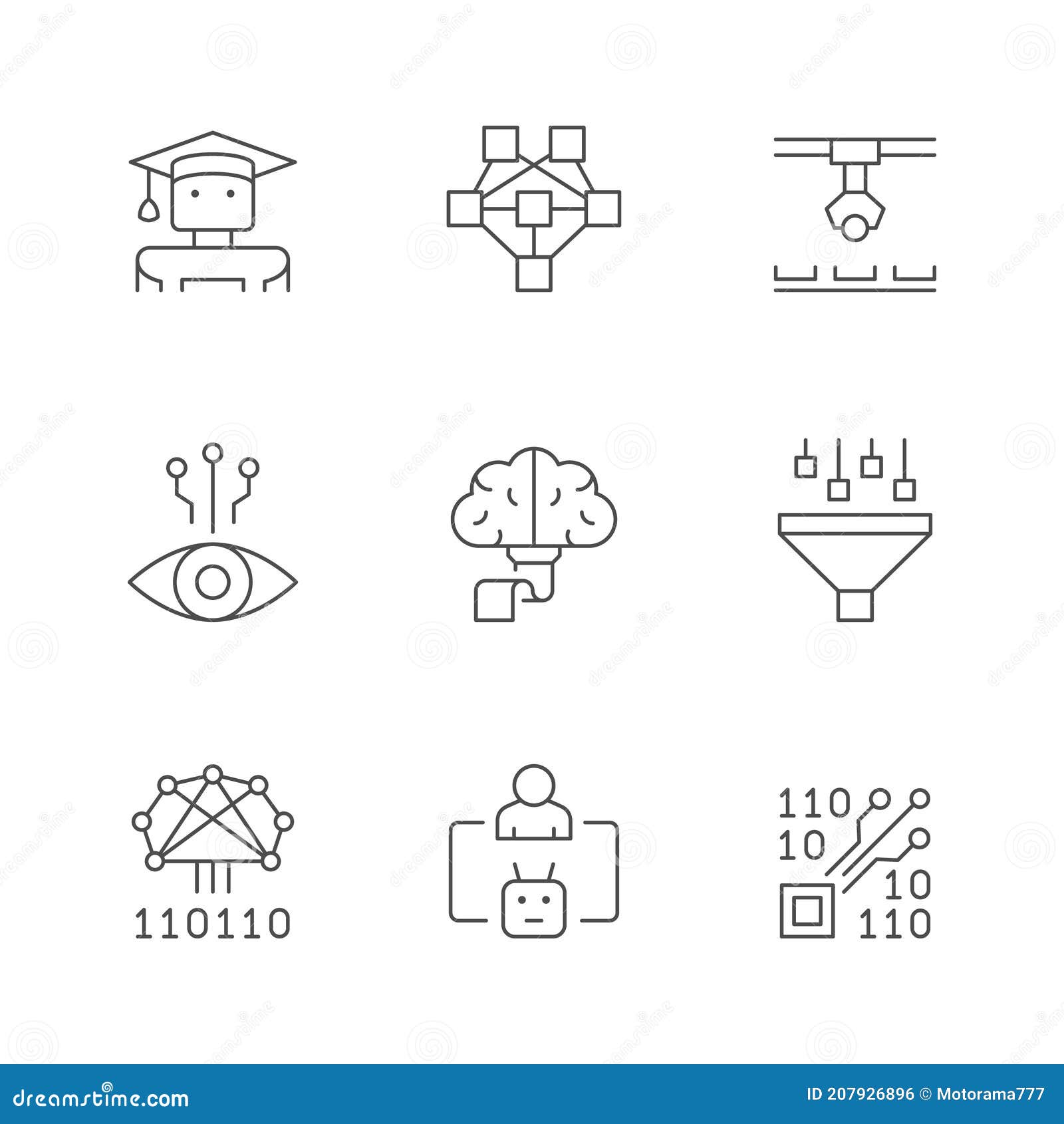 Set Line Icons of Machine Learning Stock Illustration - Illustration of ...