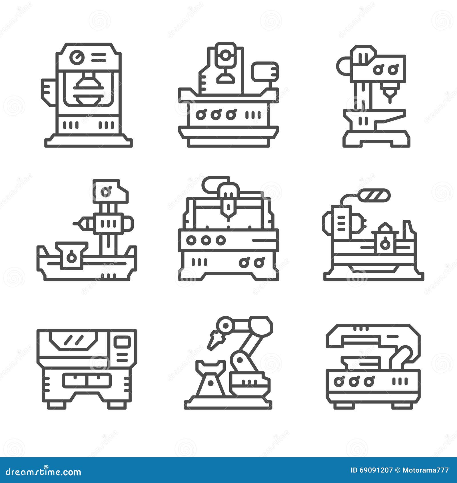Set Line Icons of Machine Tool Stock Vector - Illustration of graphic ...