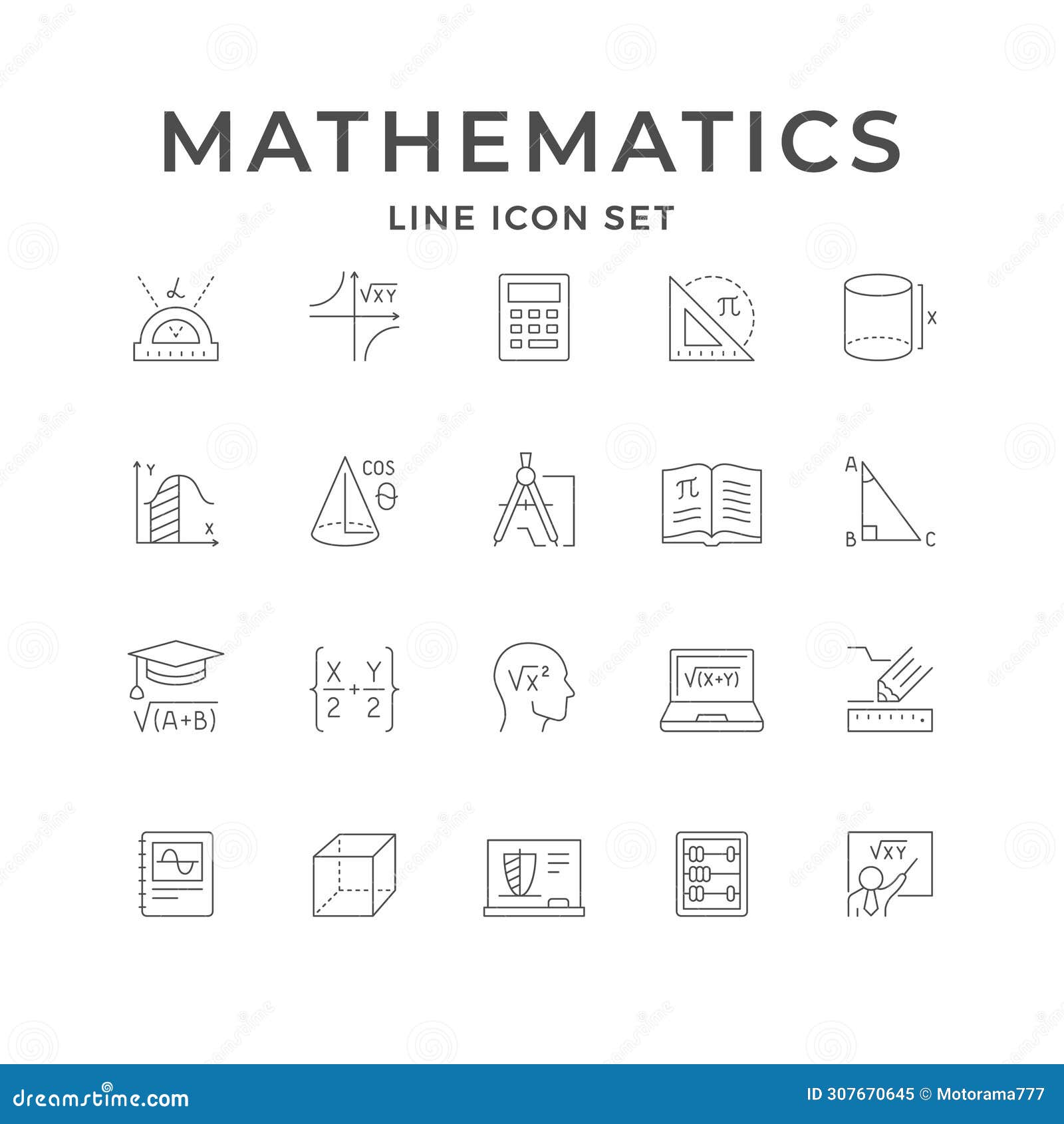 Algebra Vector Colorful Illustration In Outline Style | CartoonDealer ...
