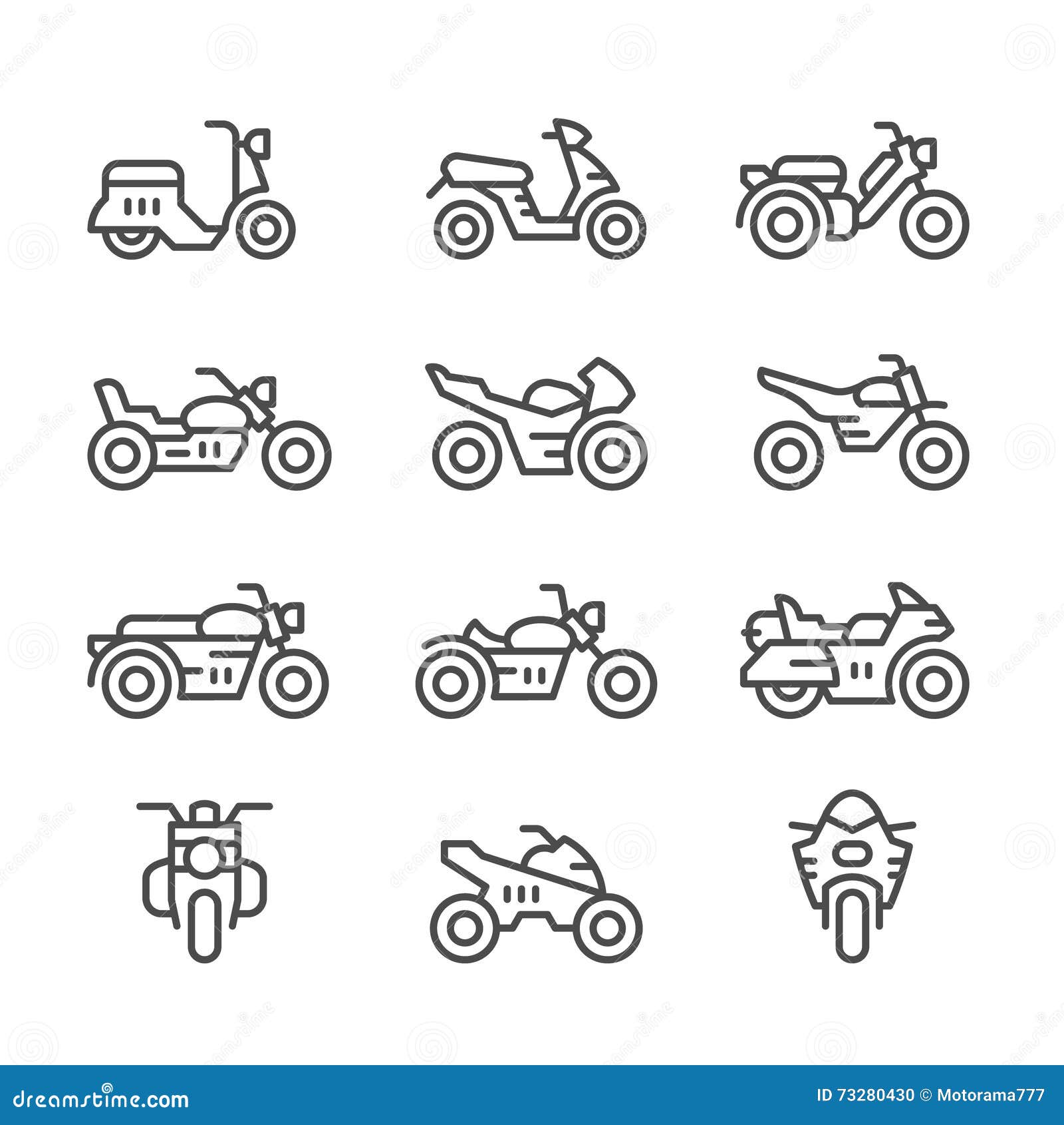Set Line Icons of Motorcycles Stock Vector - Illustration of icons ...