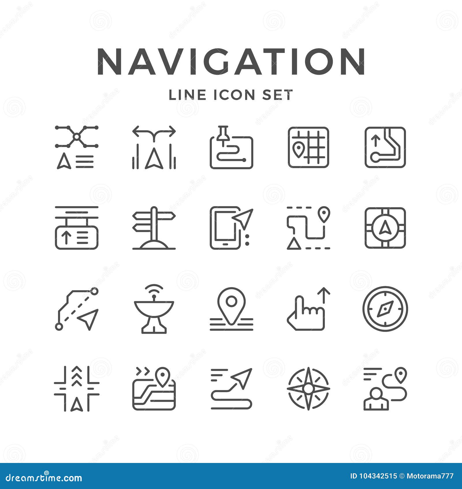 Set Line Icons of Navigation Stock Vector - Illustration of icon ...