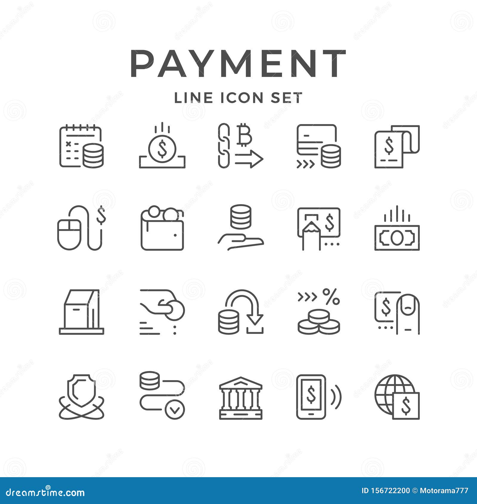 Set line icons of payment stock vector. Illustration of mobile - 156722200