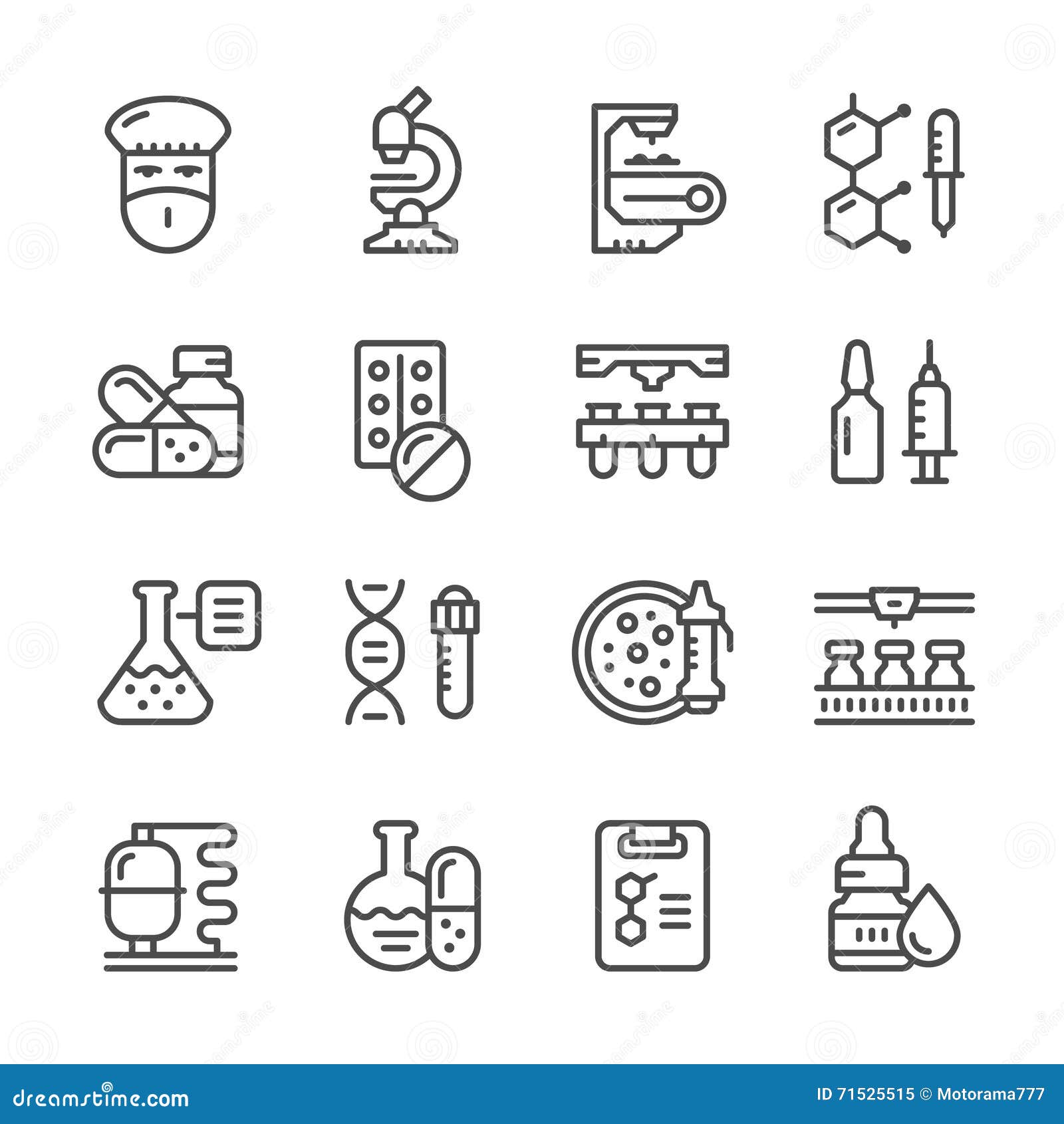Set Line Icons of Pharmaceutical Industry Stock Vector - Illustration ...