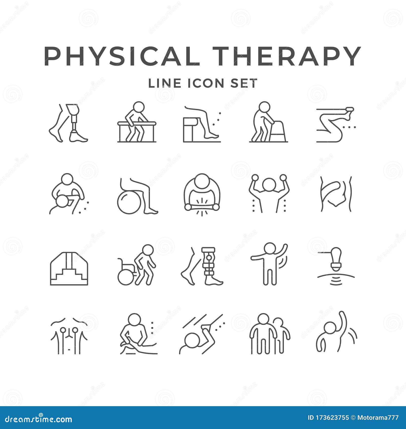 Set Line Icons Of Physical Therapy Stock Vector Illustration Of