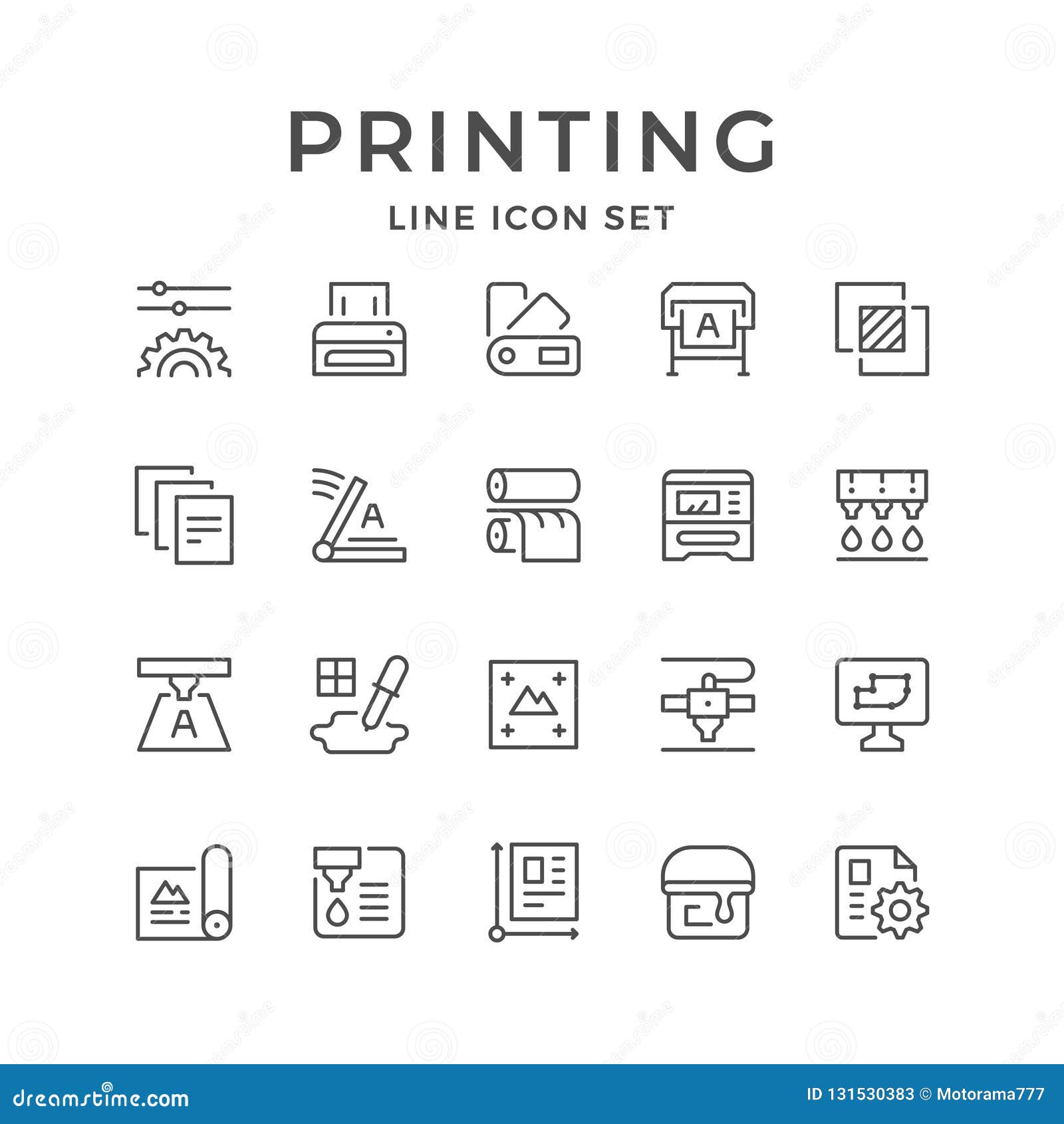 Set Line Icons of Print Isolated on White. Vector Illustration Stock ...