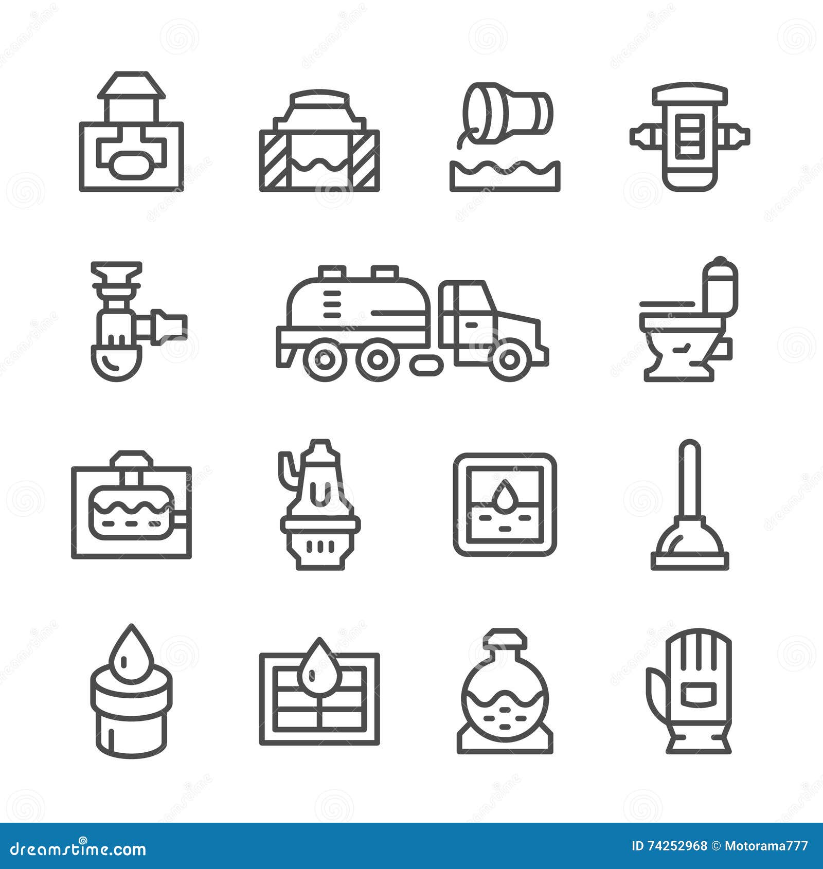 Set line icons of sewerage stock vector. Illustration of manhole - 74252968