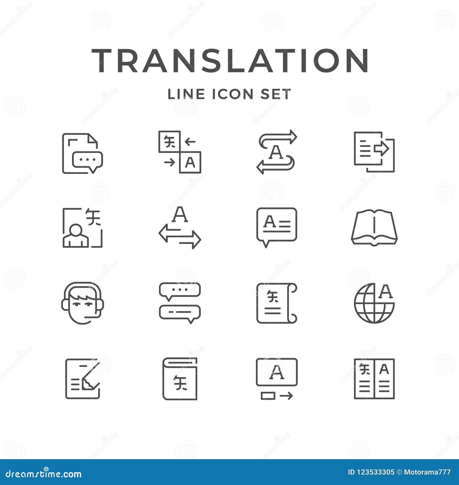 Set Line Icons of Translation Stock Vector - Illustration of concept ...