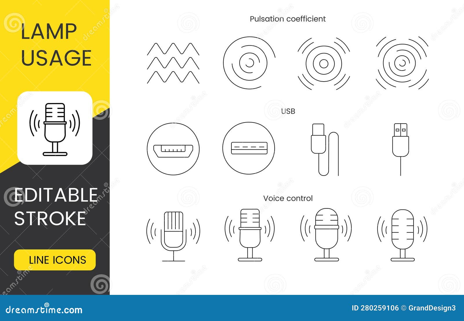 Set of Line Icons in Vector for Lamp Packaging, Illustration of ...