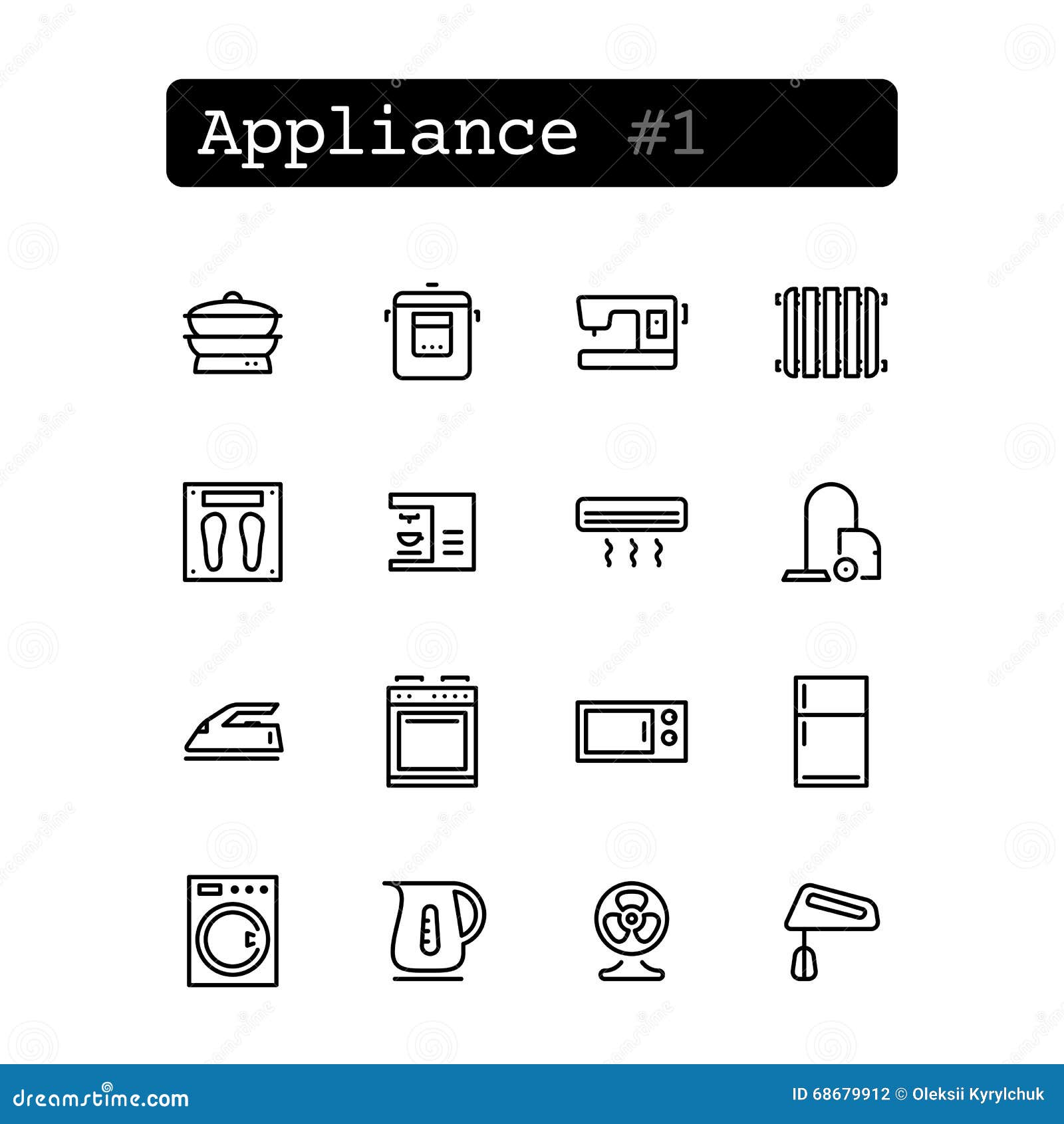 Set Line Icons. Vector. Shopping, Appliance Stock Vector - Illustration ...