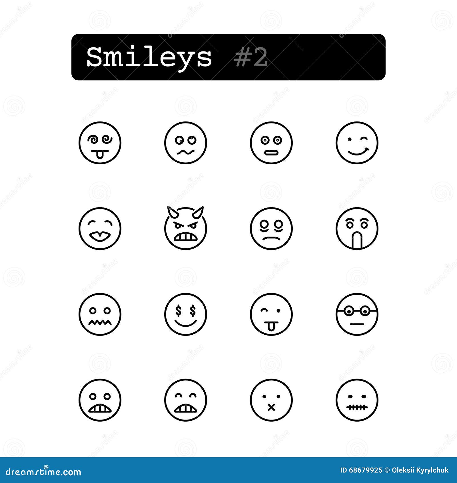 Set 1. Vector Smileys, Emoji. Style Flat, Yellow Color. Vector Image ...