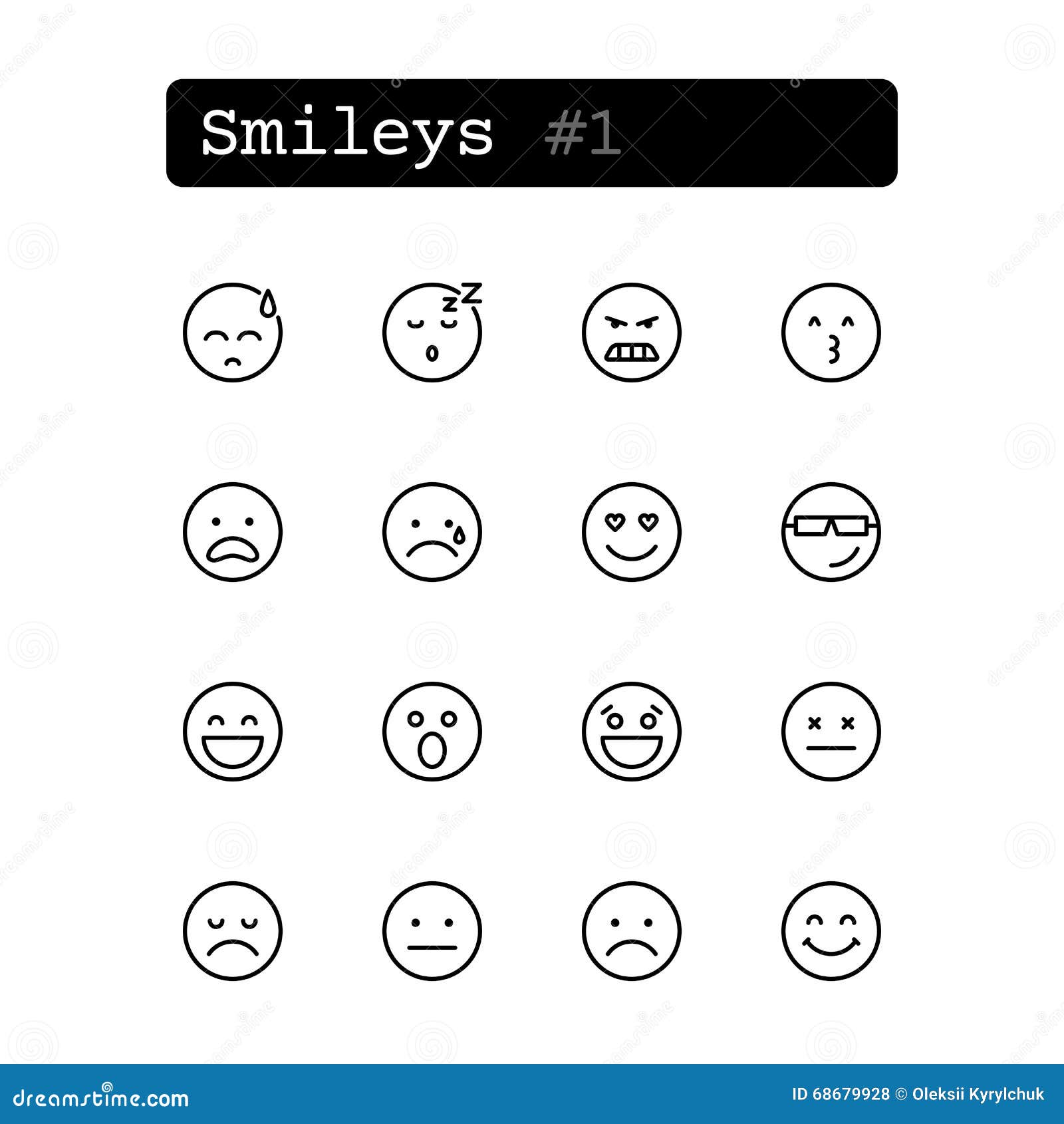 Set 1. Vector Smileys, Emoji. Style Flat, Yellow Color. Vector Image ...