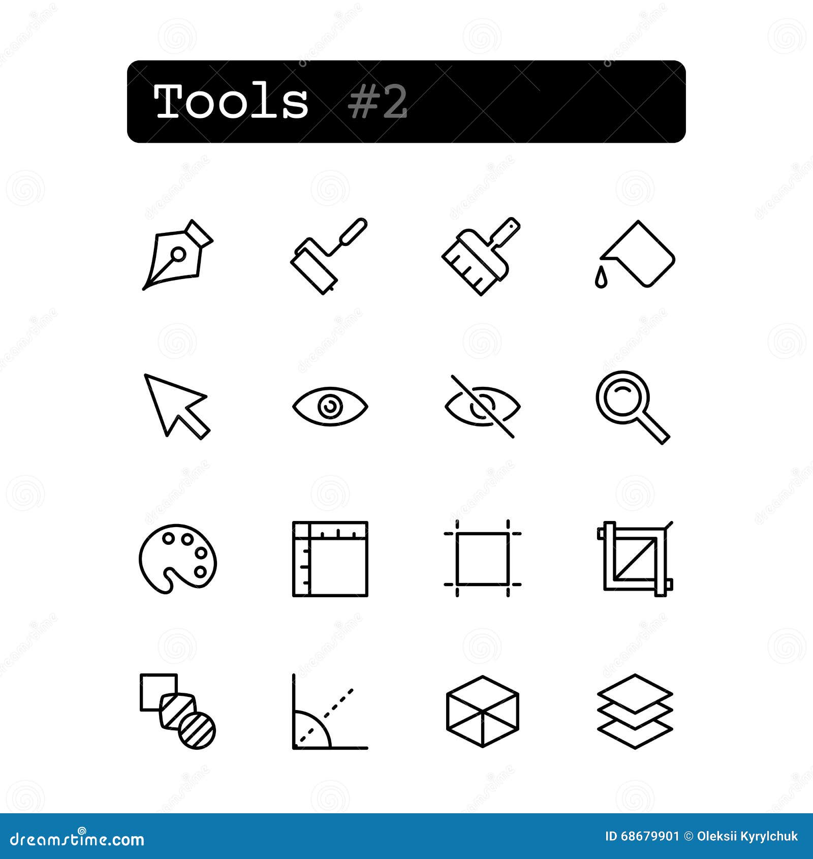 Set Line Icons. Vector. Tools Editor Stock Vector - Illustration of ...