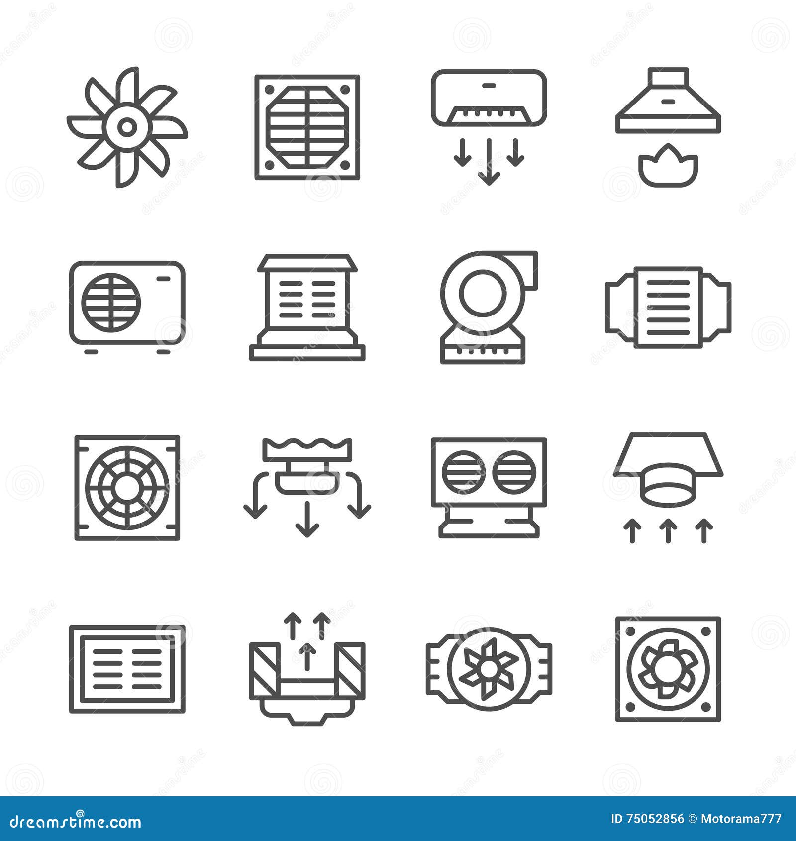 Set Line Icons of Ventilation Stock Vector - Illustration of fresh ...