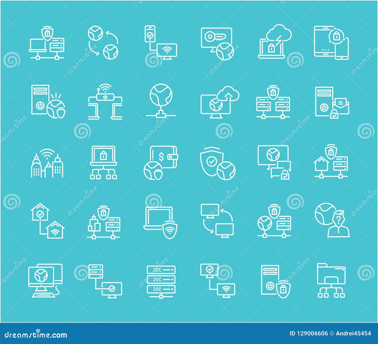 Set of Line Icons of VPN. stock illustration. Illustration of internet ...