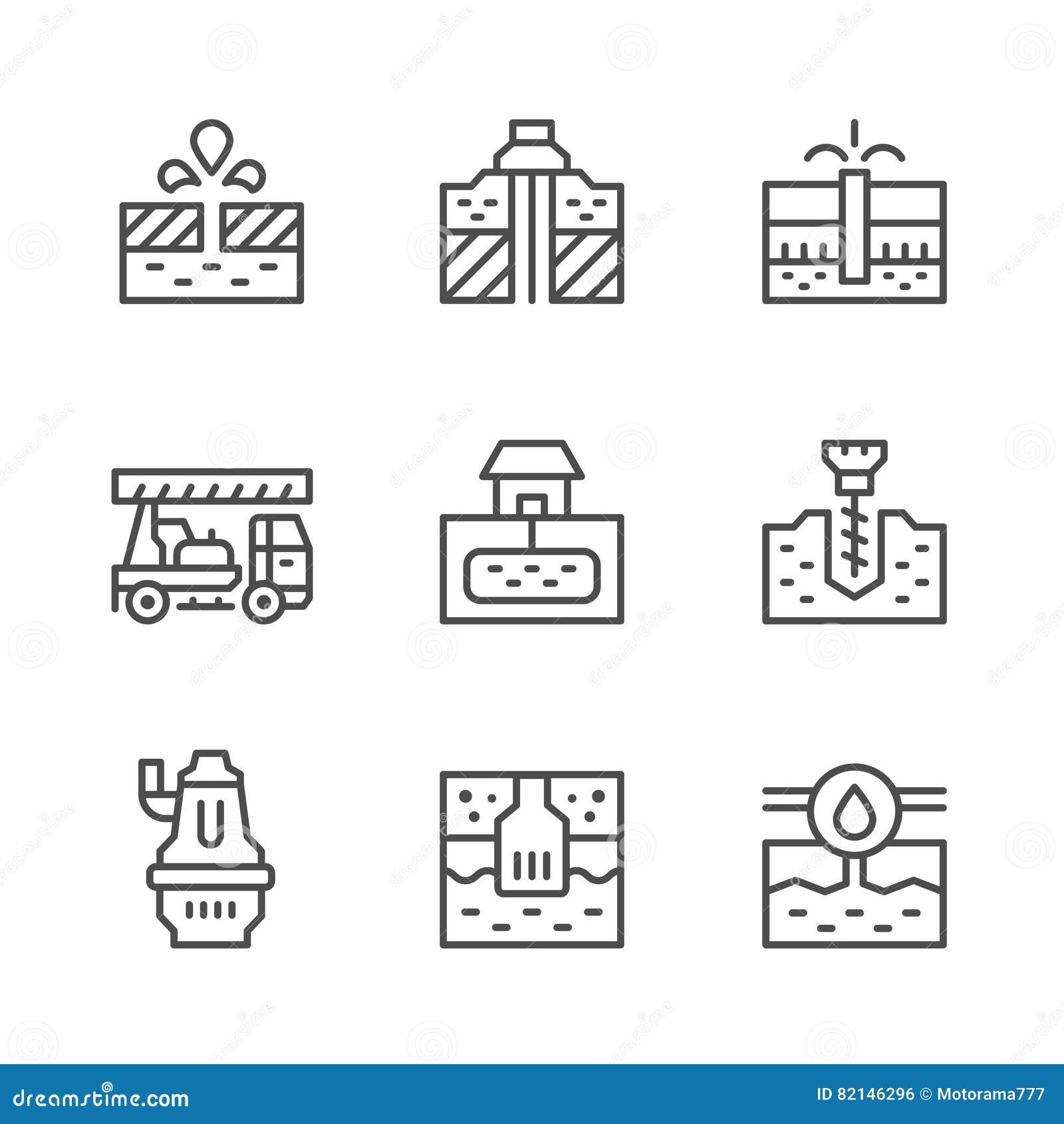 Set Line Icons of Water Bore Stock Vector - Illustration of pipe, pump ...