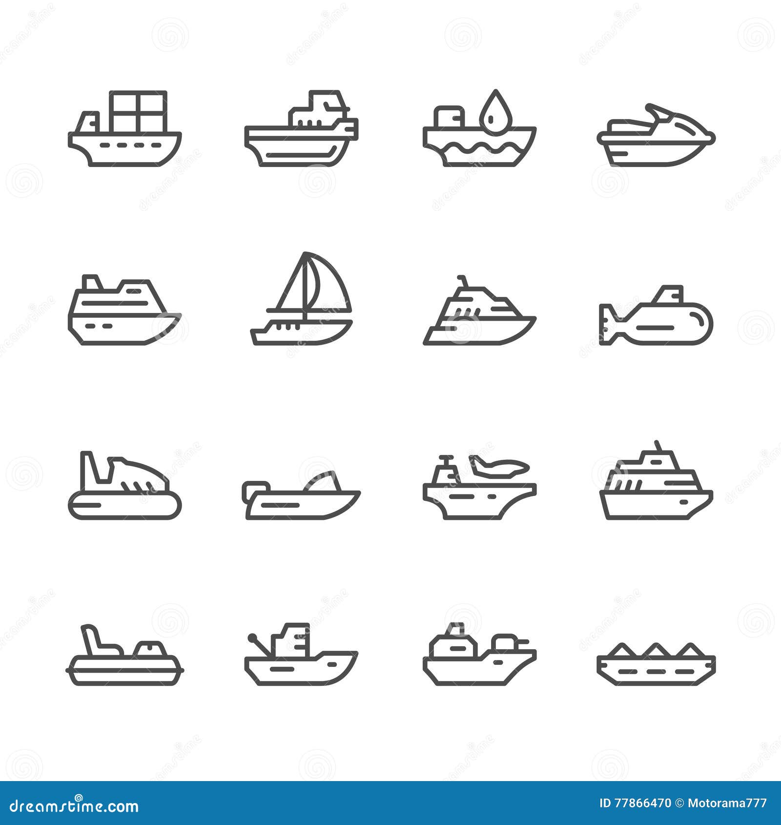 Set Line Icons of Water Transport Stock Vector - Illustration of cargo ...