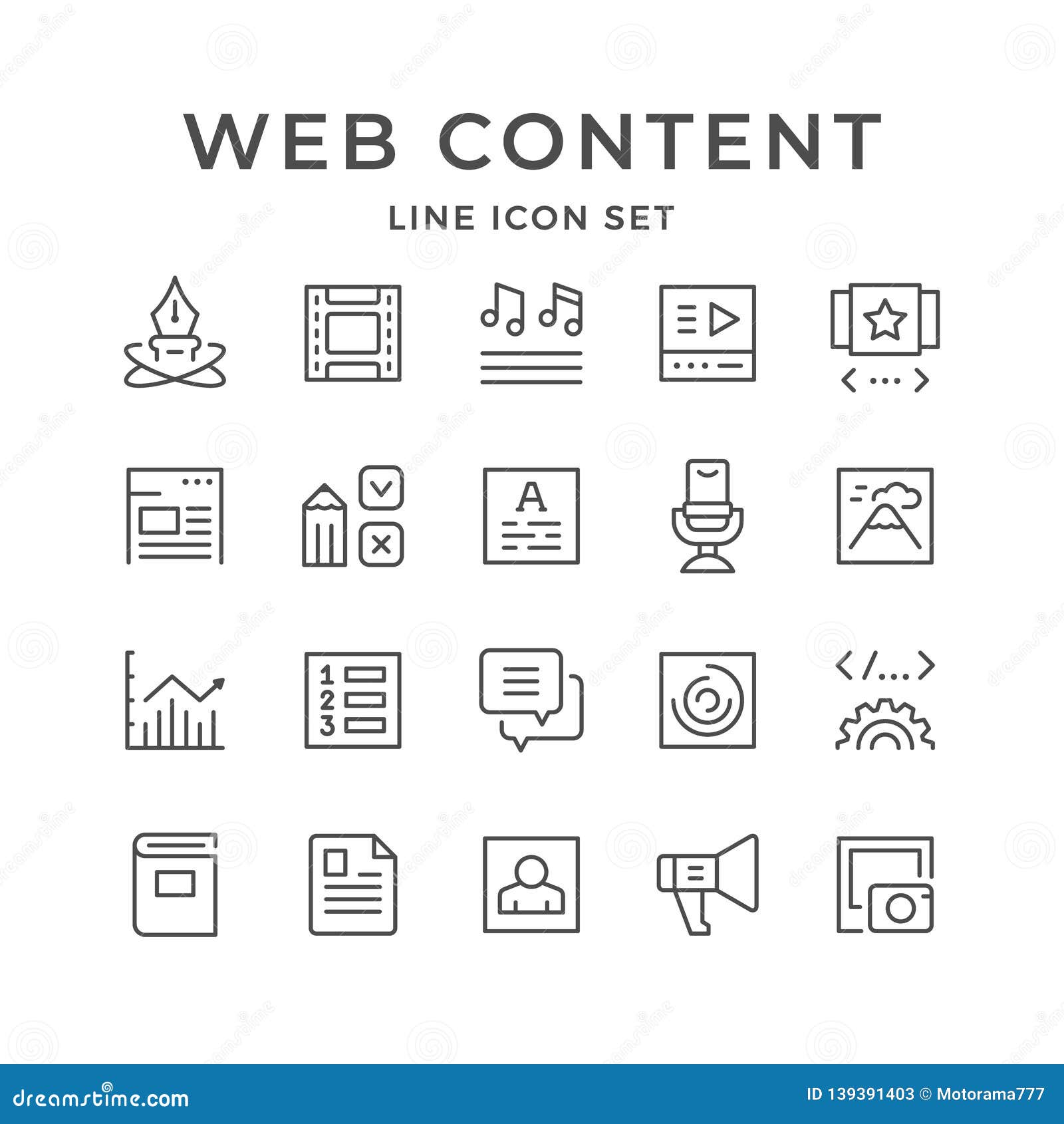 Set Line Icons of Web Content Stock Vector - Illustration of ...