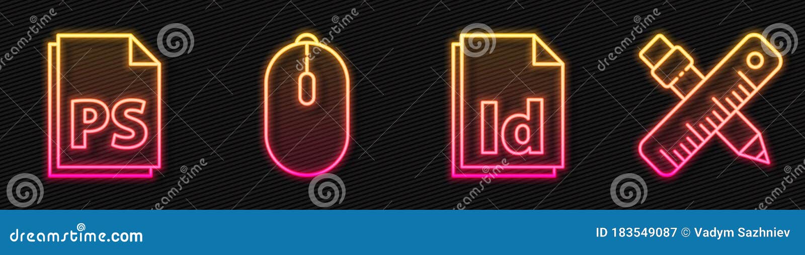 Set Line ID File Document, PS File Document, Computer Mouse and Crossed ...