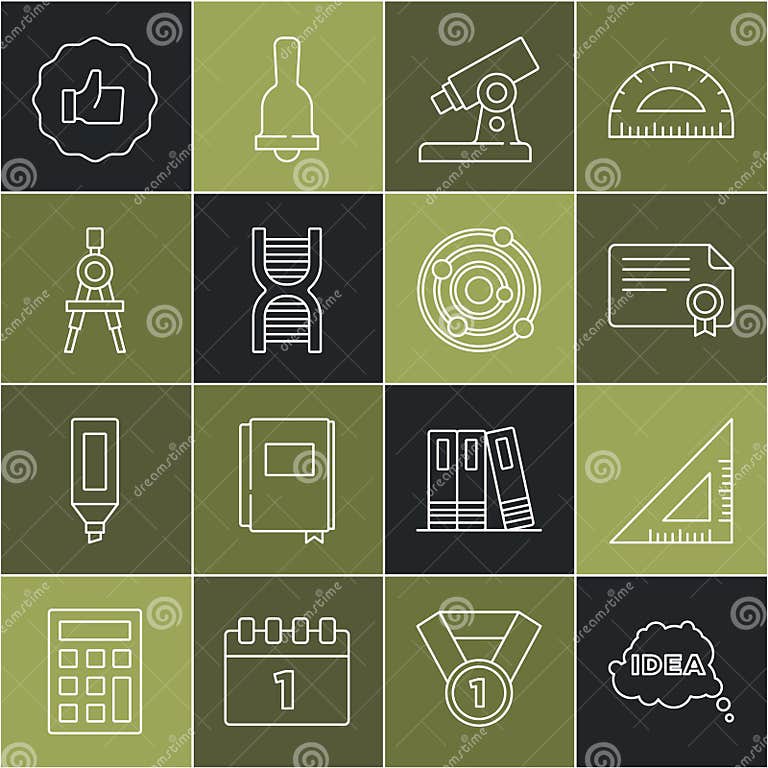 Set Line Idea, Speech Bubble, Triangular Ruler, Certificate Template ...