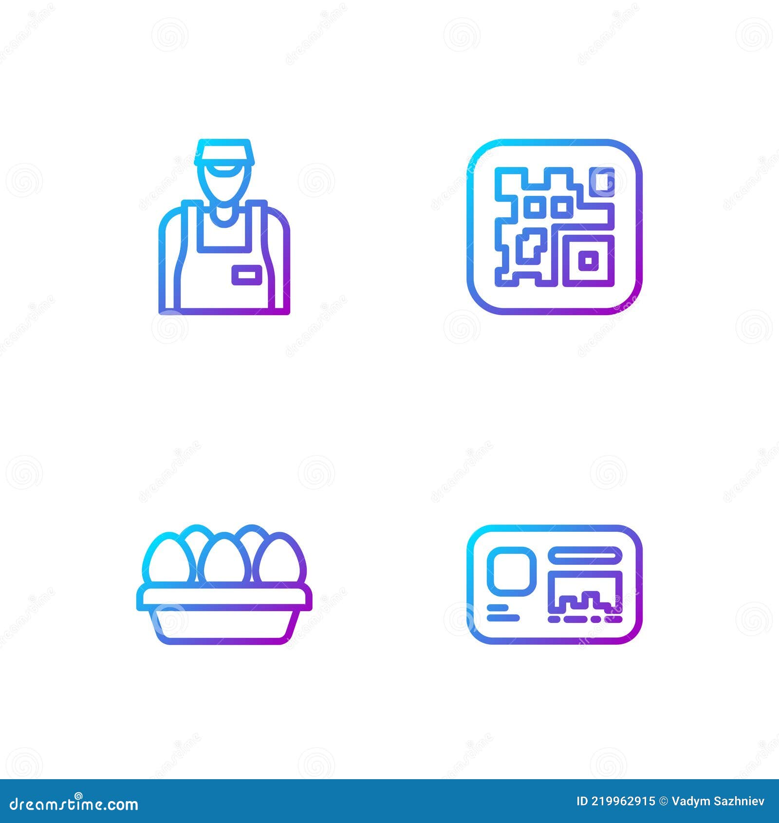 Set Line Identification Badge, Chicken Egg in Box, Seller and QR Code ...