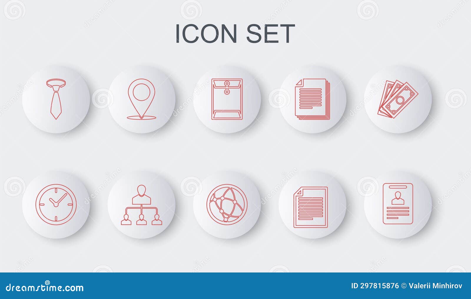Set Line Identification Badge, Clock, Envelope, Document, Tie, Map Pin ... Set Line Identification Badge, Clock, Envelope, Document, Tie, Map Pin ...