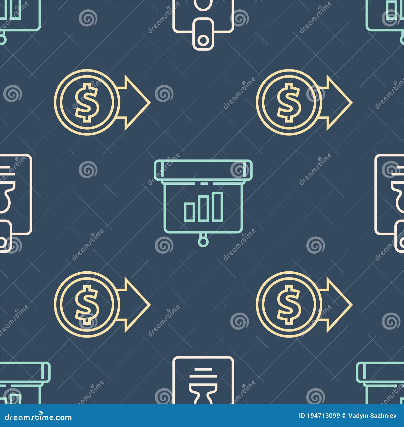 Set Line Identification Badge, Coin Money with Dollar and Graph, Chart ...