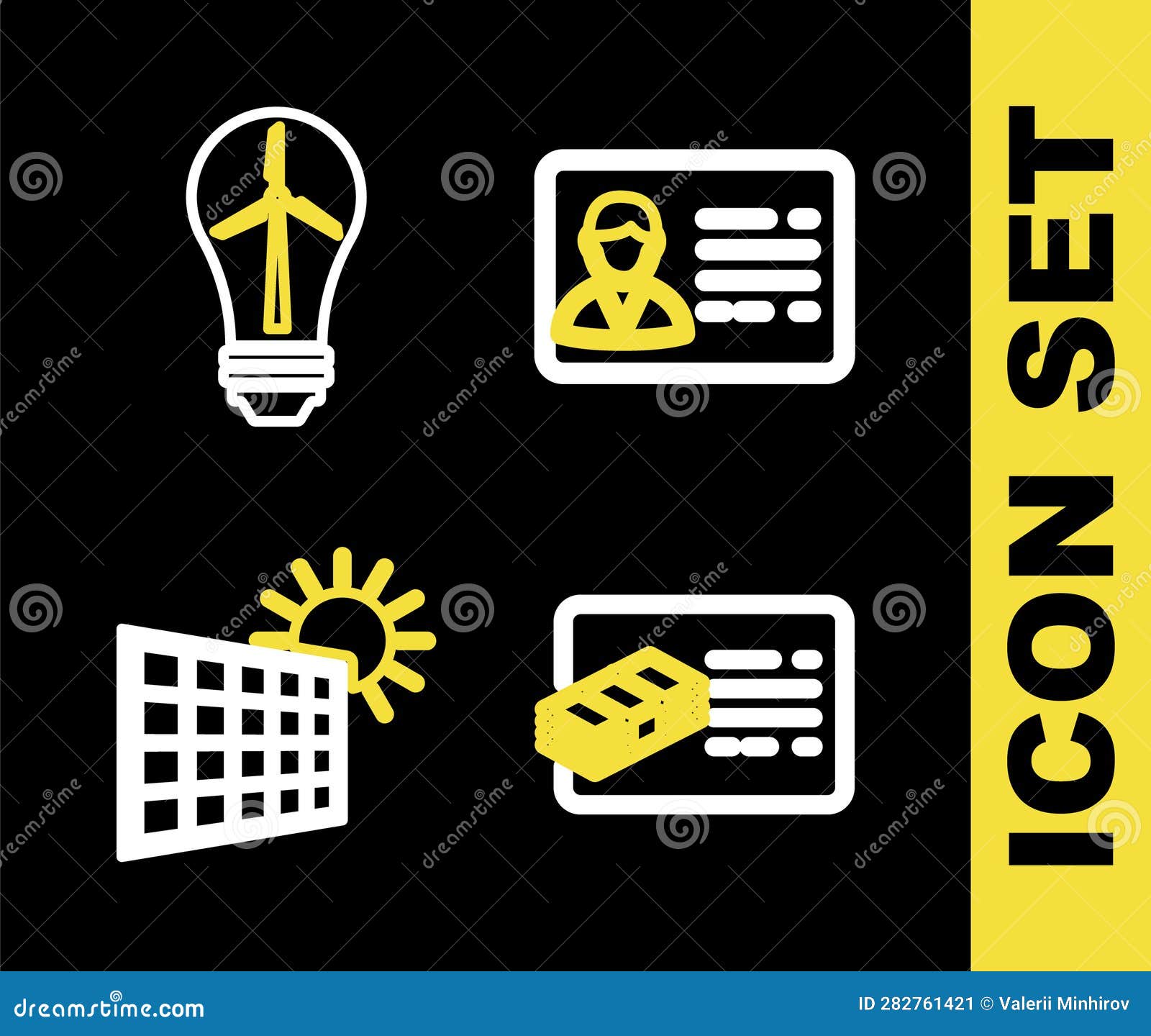 Set Line Identification Badge, Financial Document, Solar Energy Panel ...