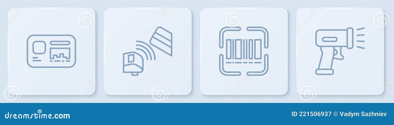 Set Line Identification Badge, Scanner Scanning Bar Code, POS Terminal ...