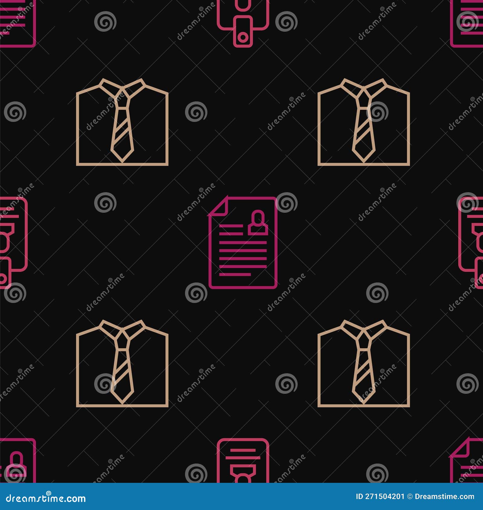 Set Line Identification Badge, Tie and Resume on Seamless Pattern ... Set Line Identification Badge, Tie and Resume on Seamless Pattern ...