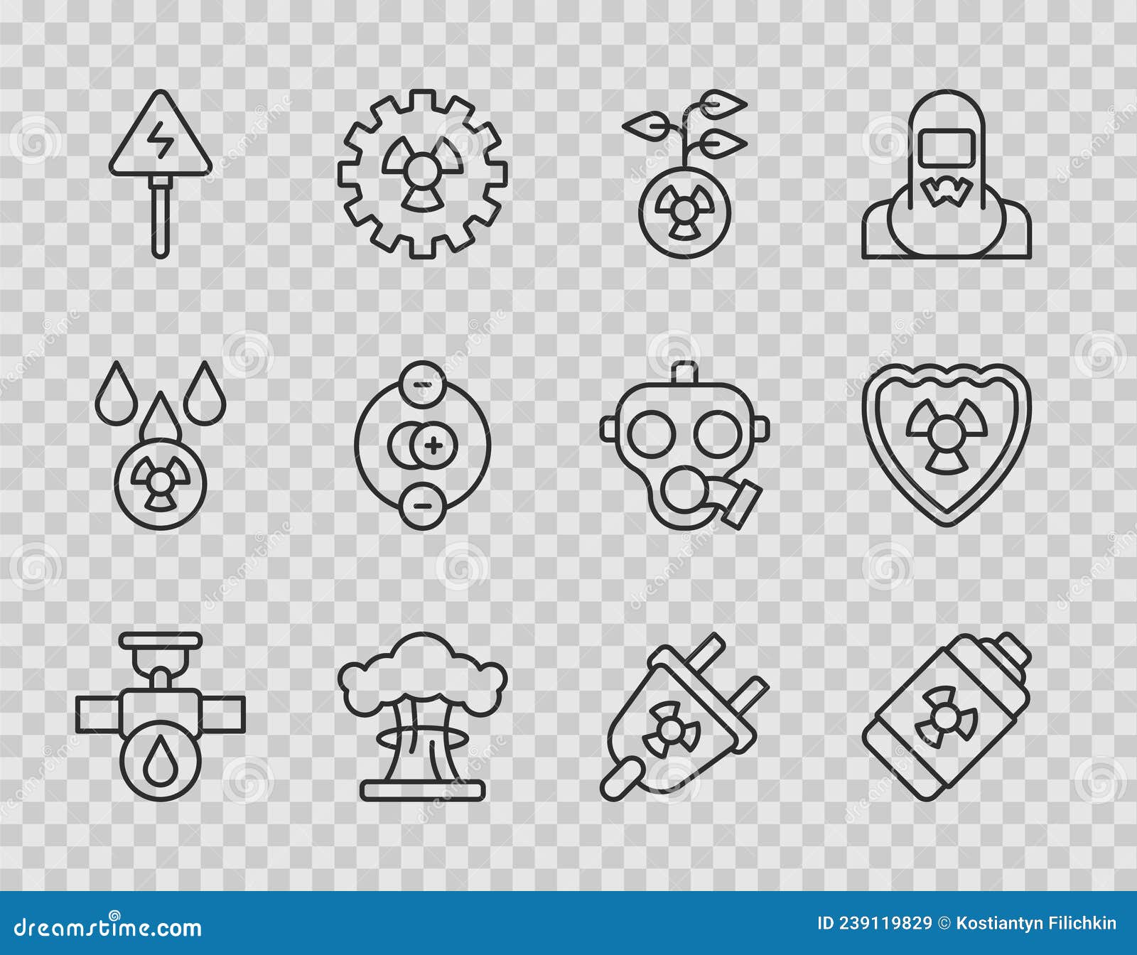 Set Line Industry Pipe and Valve, Nuclear Energy Battery, Radioactive ...
