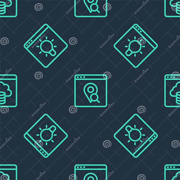 Set Line Infographic of City Map, Browser Window and Cloud Technology Data Transfer on Seamless ...